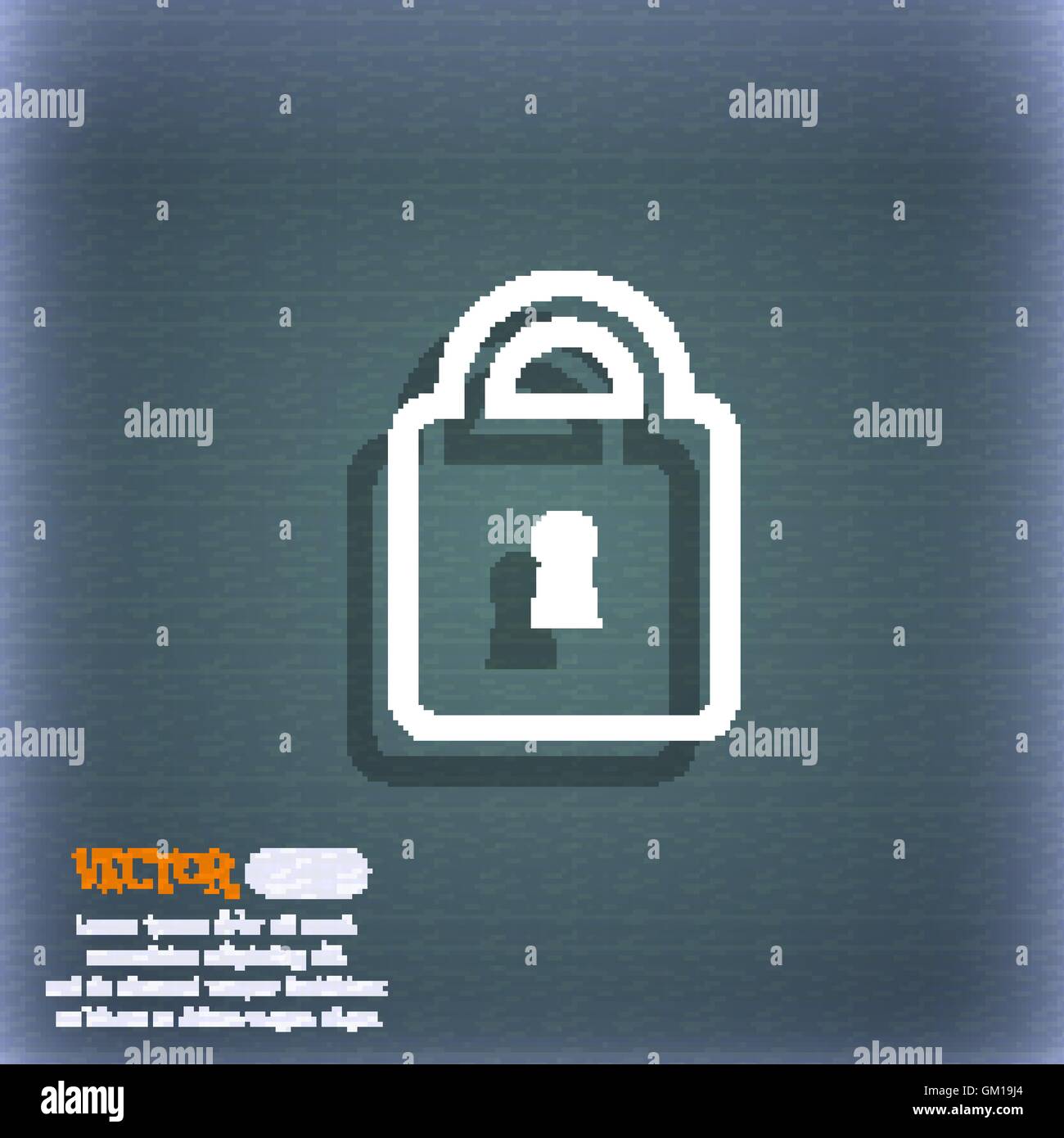 Lock icon symbol on the blue-green abstract background with shadow and ...