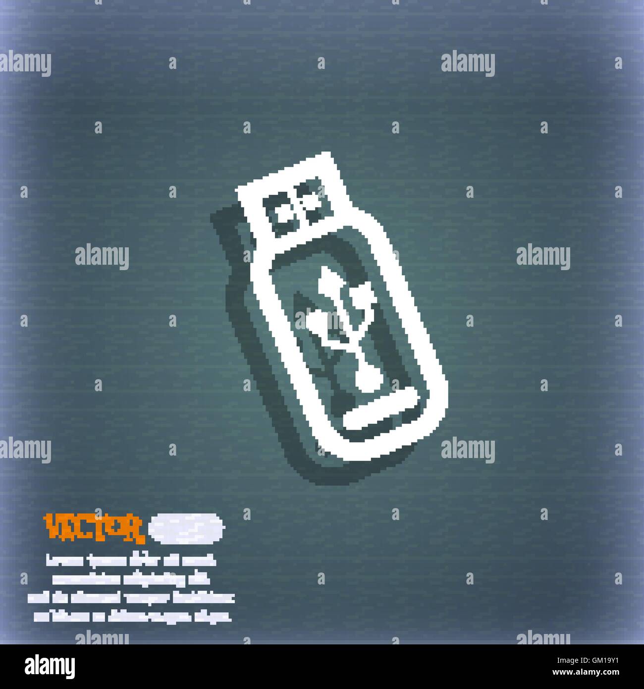 Usb flash drive icon symbol on the blue-green abstract background with ...