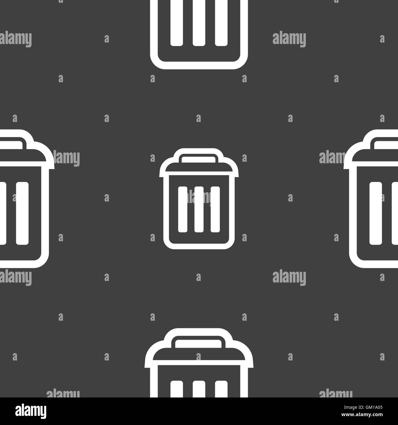 the trash icon sign. Seamless pattern on a gray background. Vector ...