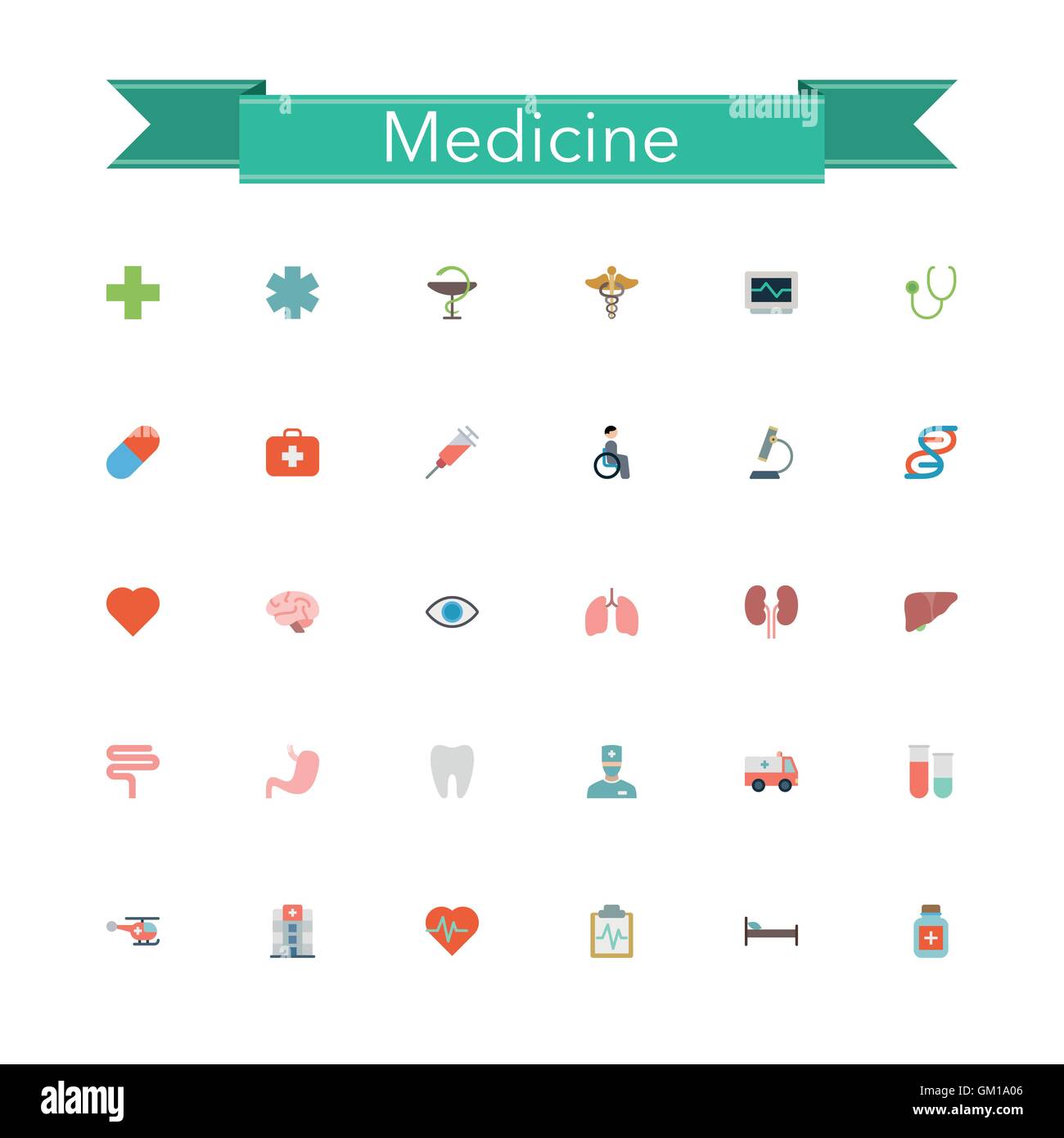 Medicine Flat Icons Stock Vector Image & Art - Alamy