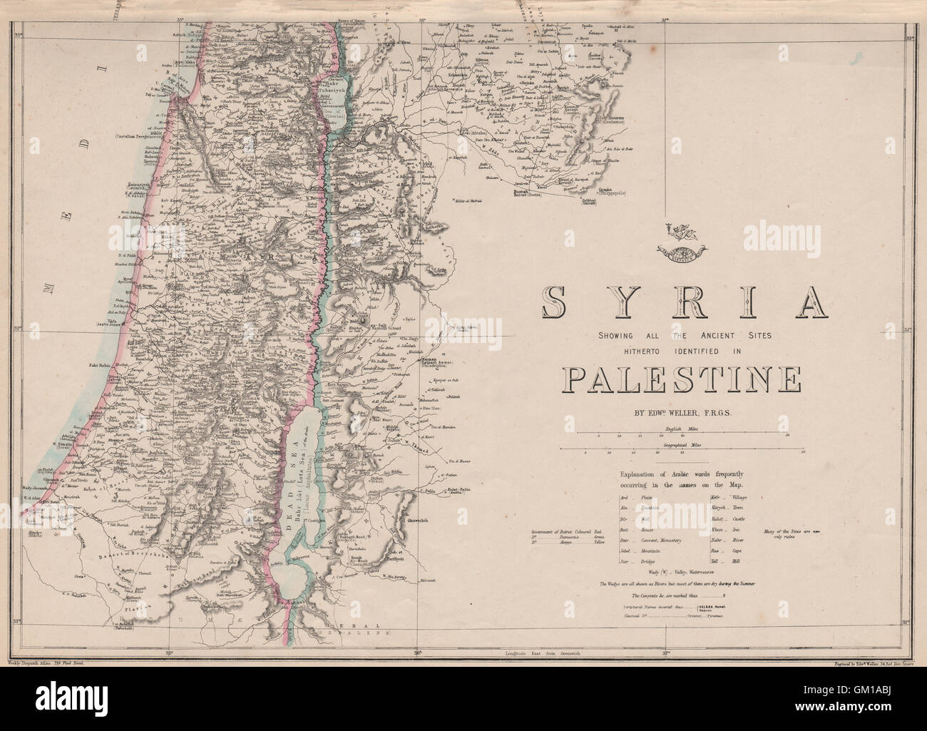 SYRIA/PALESTINE. Holy Land Israel. Scriptural & Classical names.WELLER ...