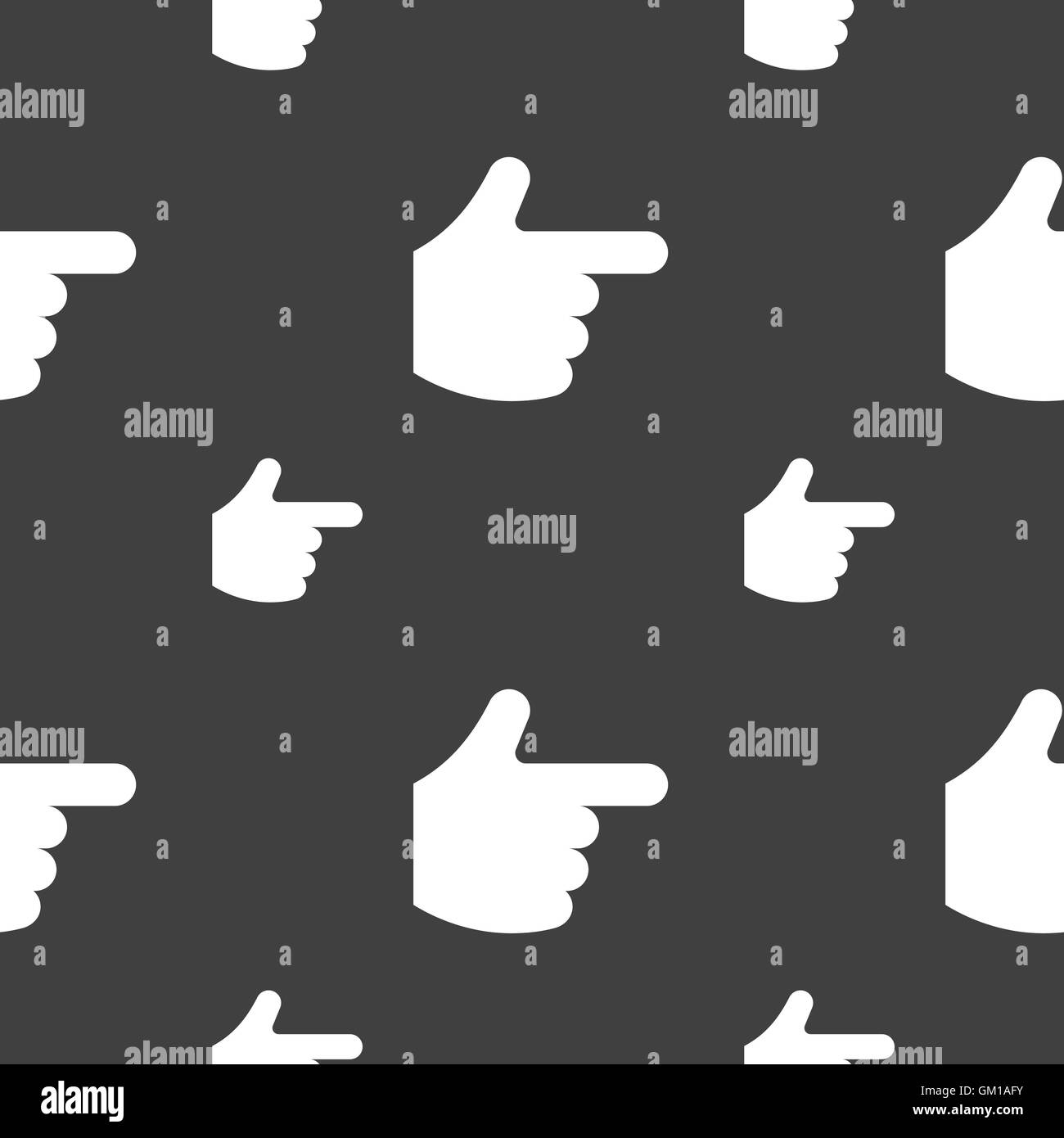 pointing hand icon sign. Seamless pattern on a gray background. Vector ...