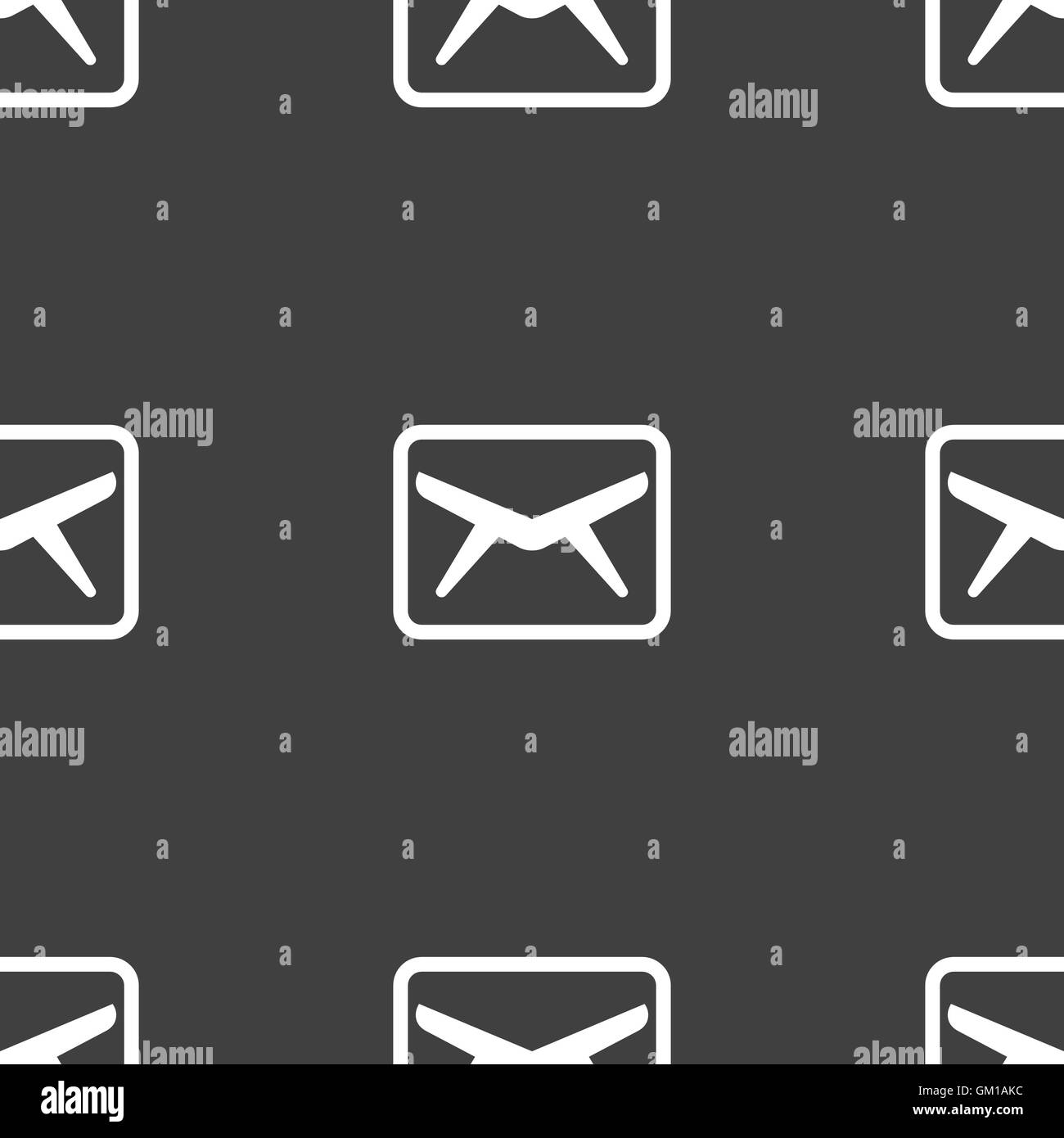 Mail, Envelope, Message icon sign. Seamless pattern on a gray ...