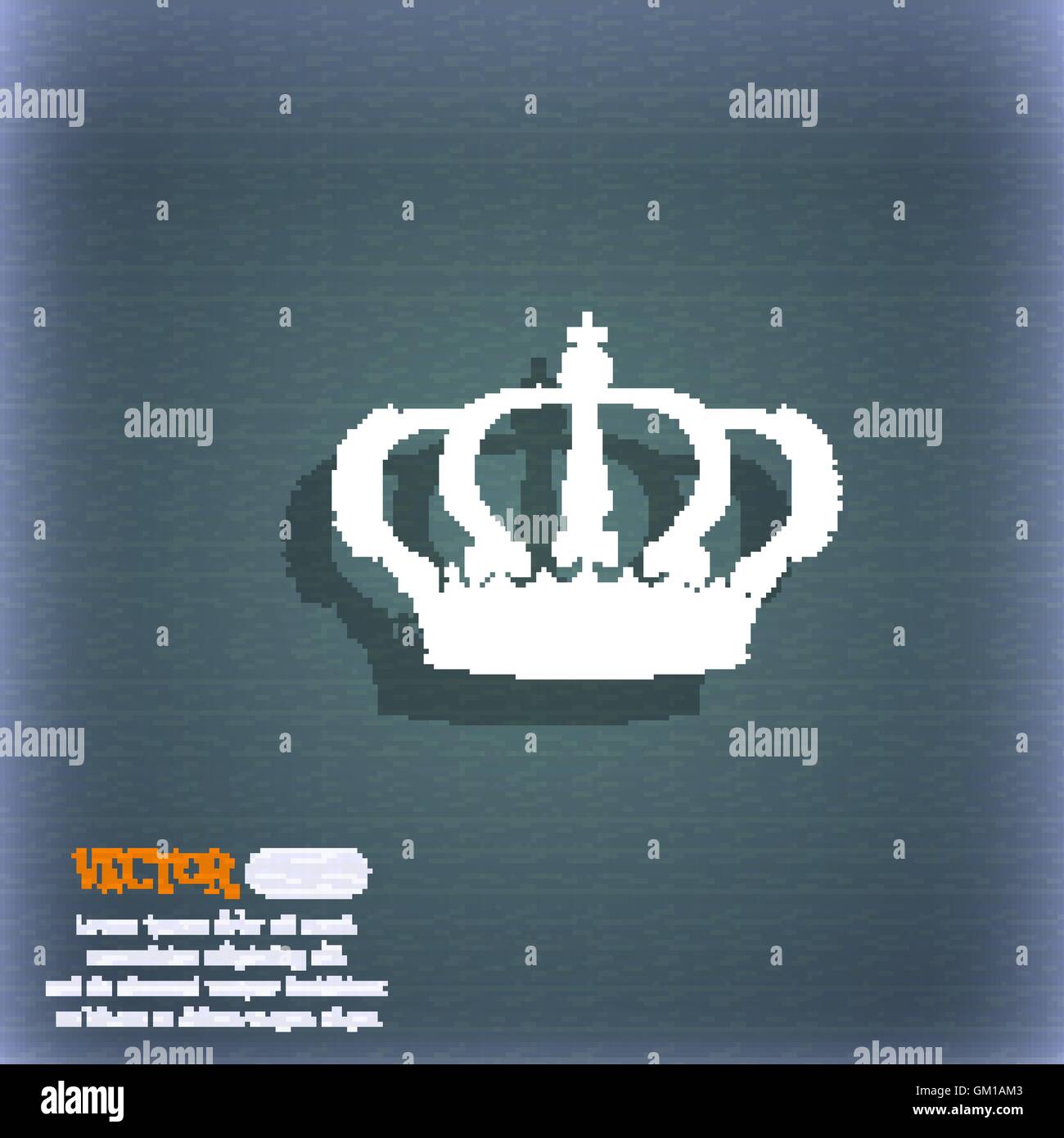 Crown icon symbol on the blue-green abstract background with shadow and ...