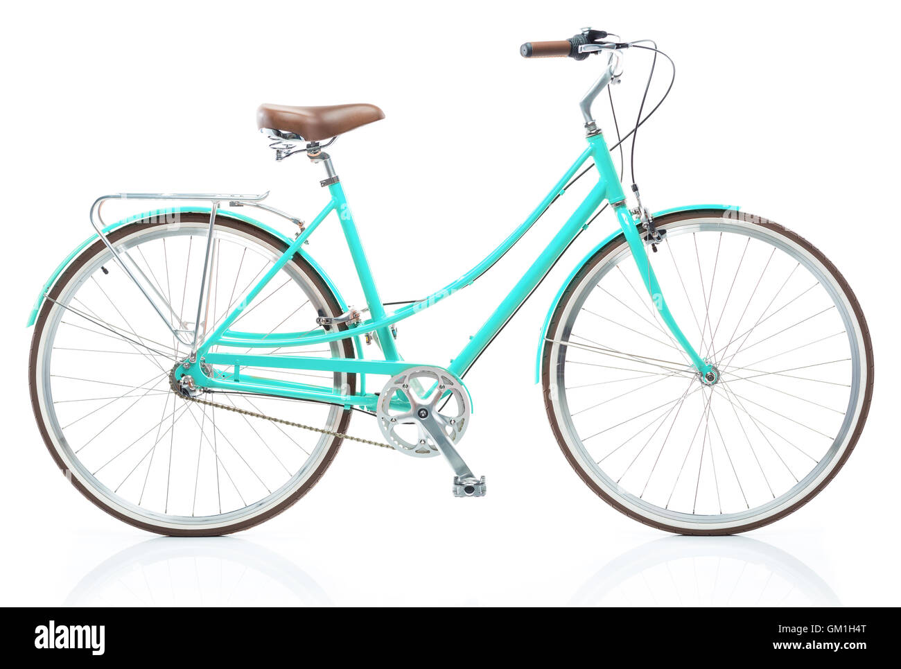 Stylish womens blue bicycle isolated on white background Stock Photo ...