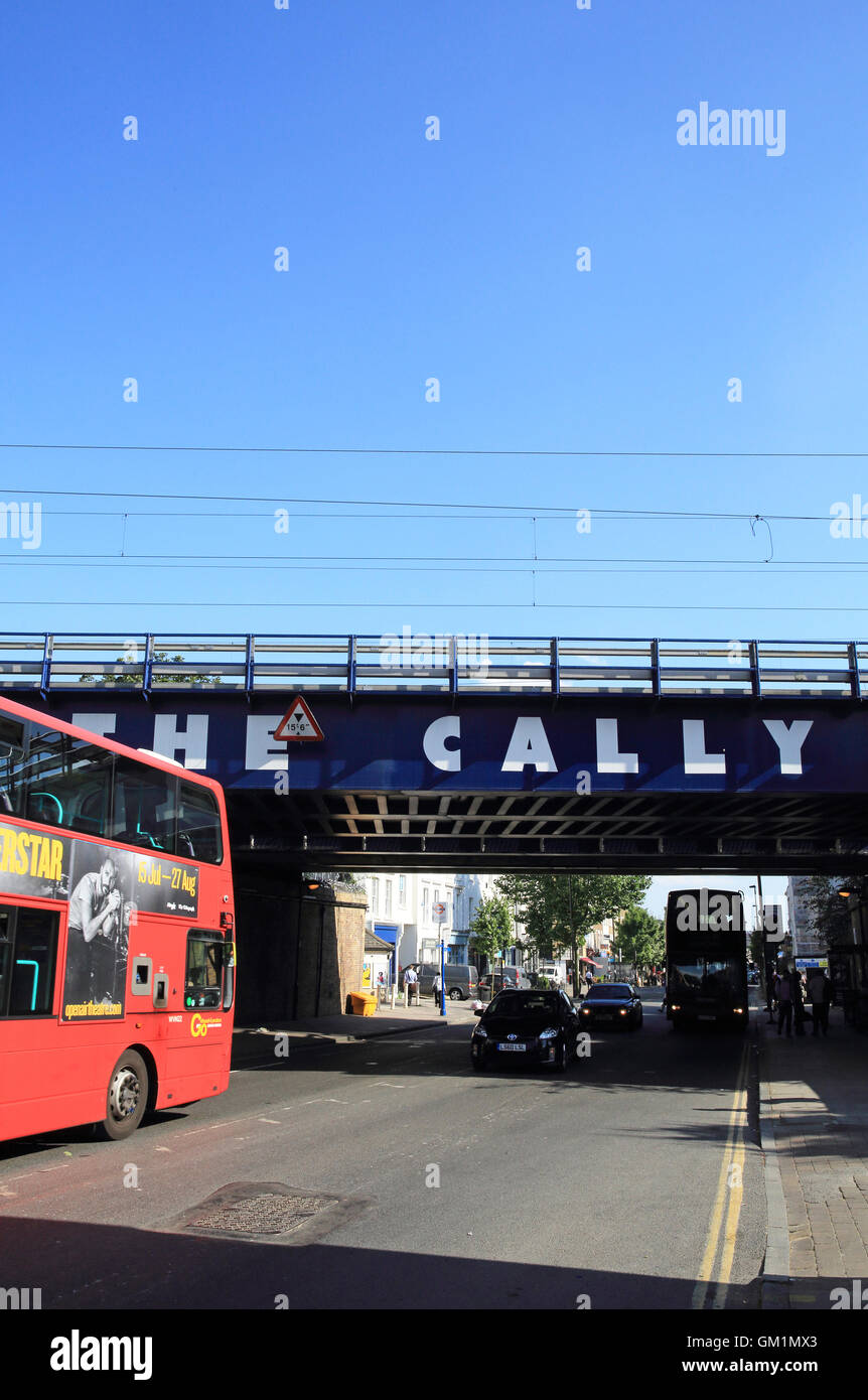 The Cally train bridge, on the Caledonian Road, north London, England ...