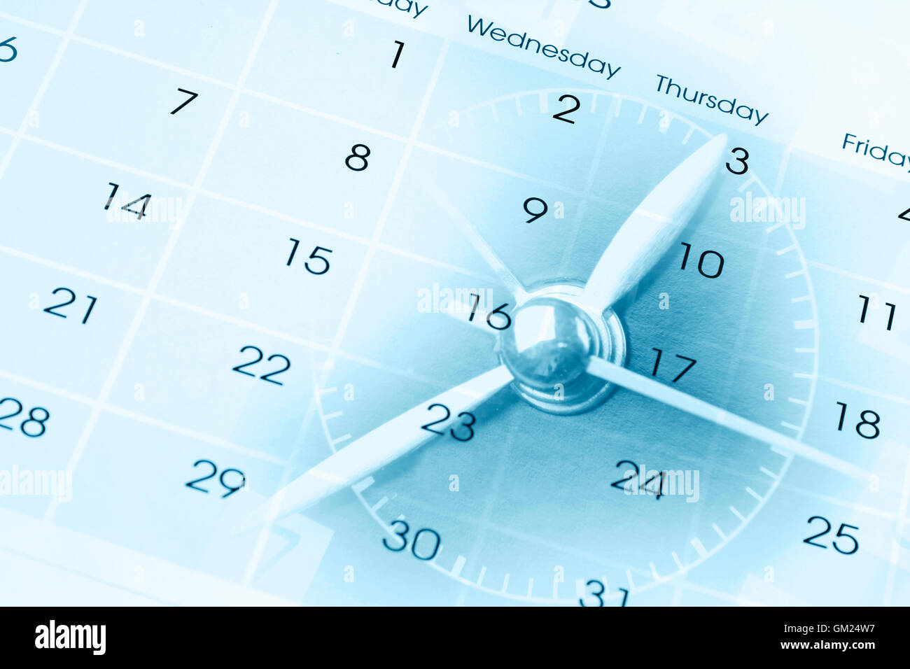Clock face and calendar composite Stock Photo - Alamy