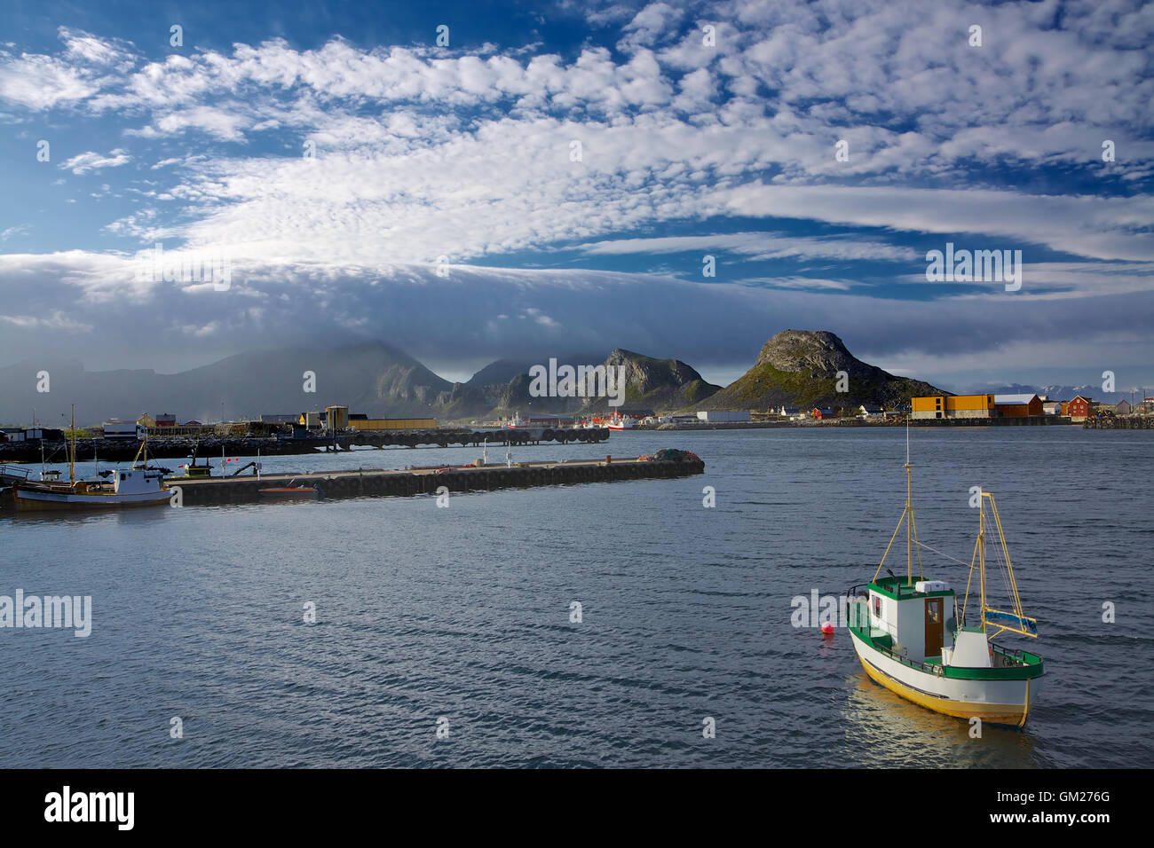 Norwegian fishing port Stock Photo - Alamy
