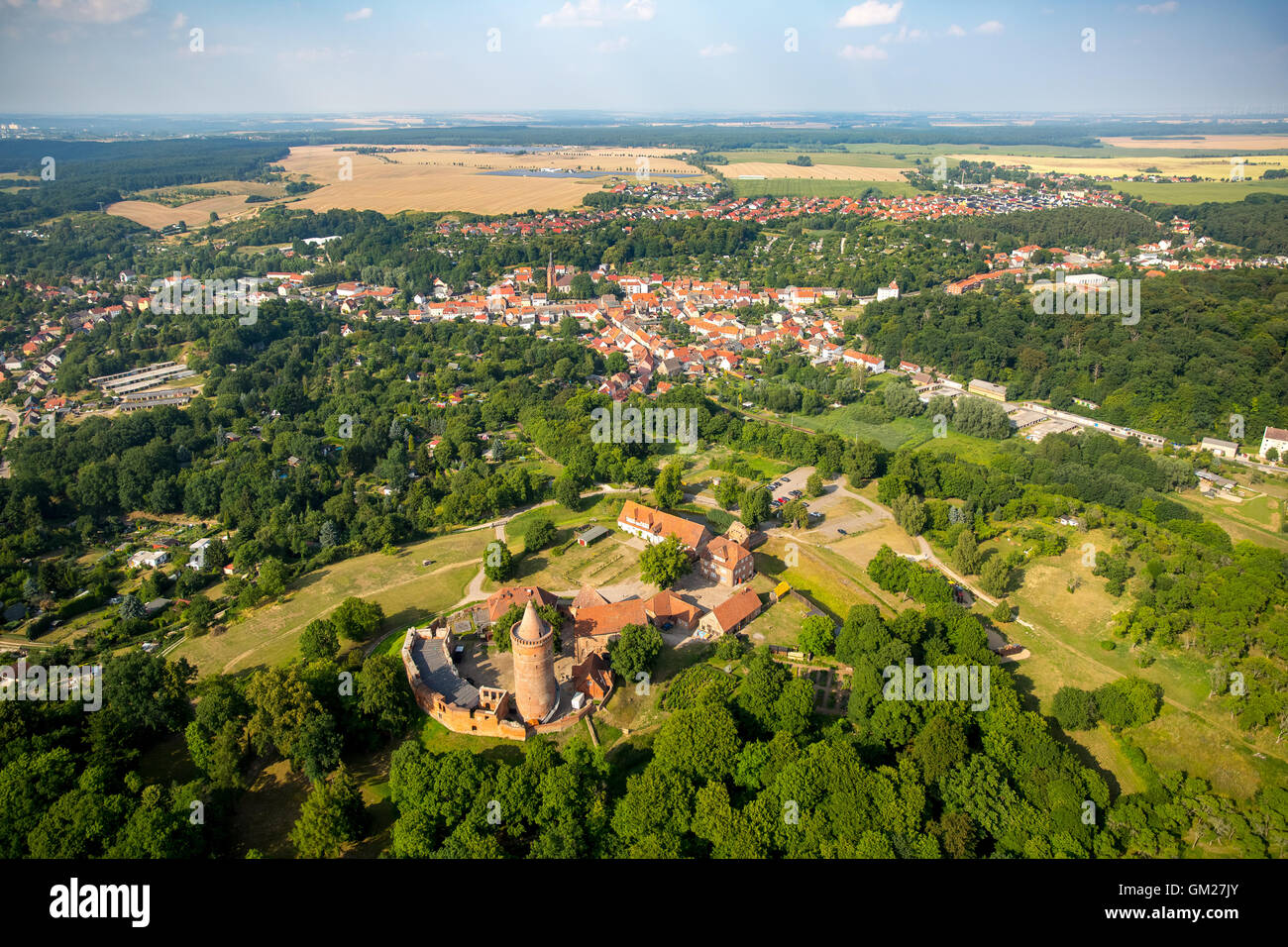 Aerial view, Burg Stargard northernmost castle Germany, dungeon, castle ...