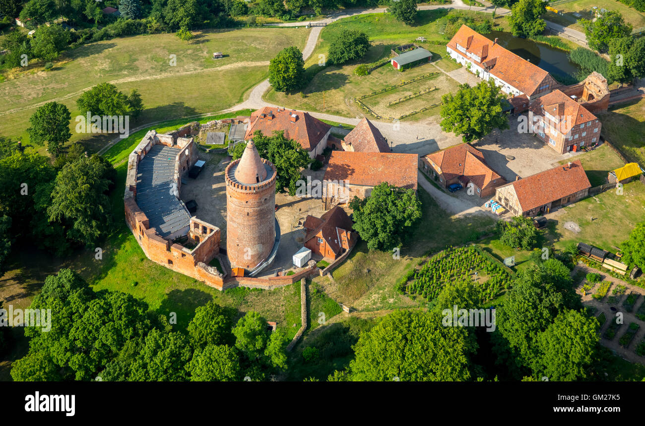 Aerial view, Burg Stargard northernmost castle Germany, dungeon, castle ...