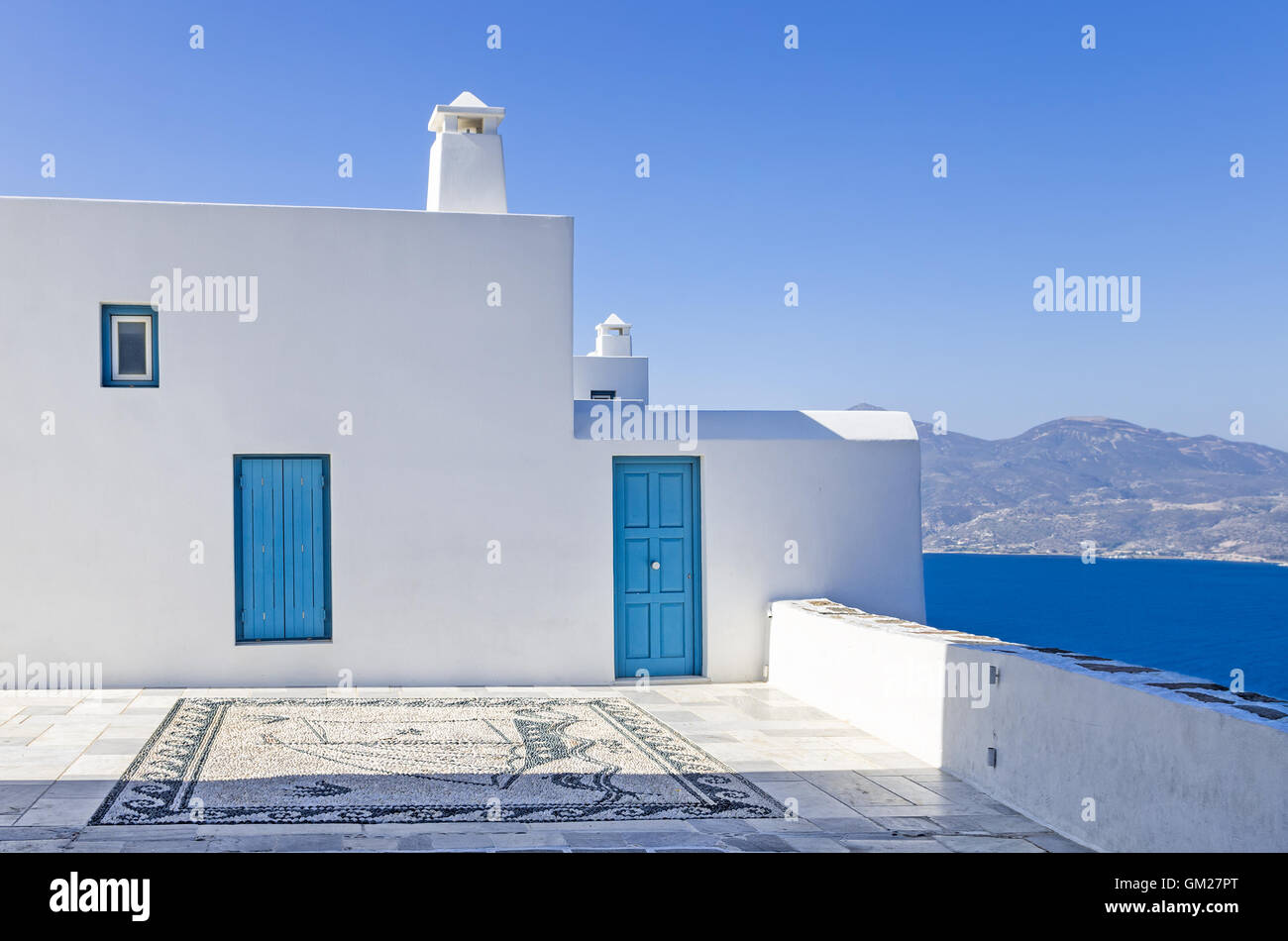 Facade of a house in Milos island, Cyclades, Greece Stock Photo - Alamy