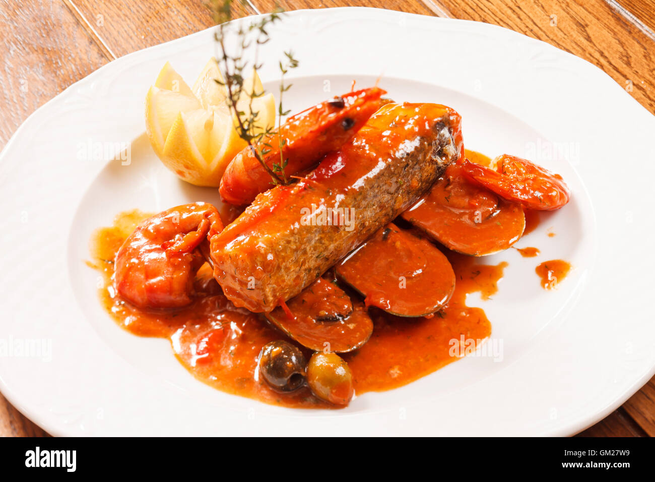 fish with sauce Stock Photo - Alamy