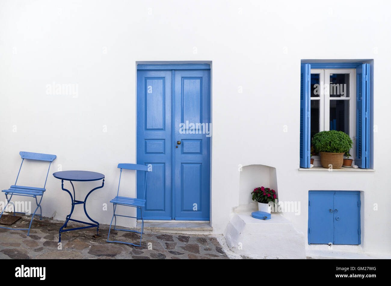 Facade of a house in Milos island, Cyclades, Greece Stock Photo - Alamy