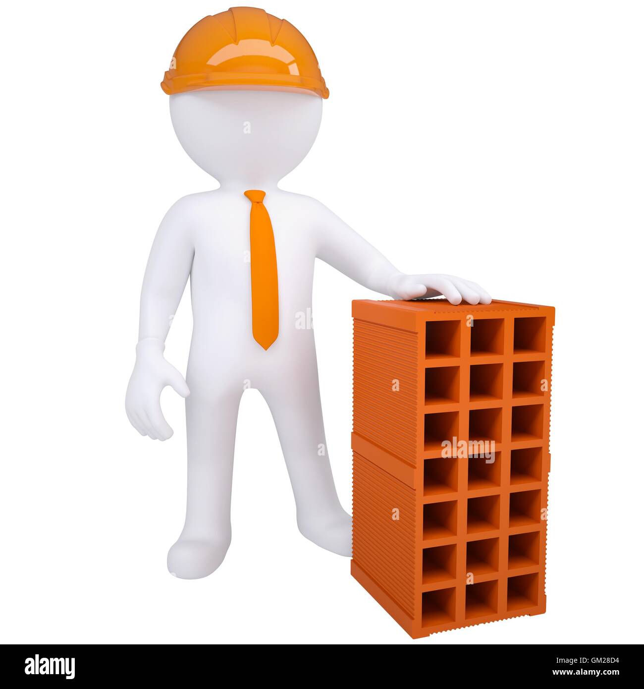 3d white man with a brick Stock Photo - Alamy