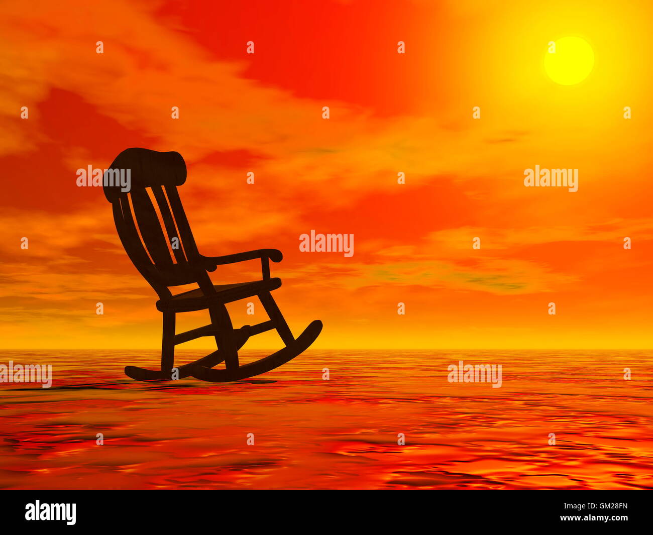 Relaxation by sunset - 3D render Stock Photo - Alamy