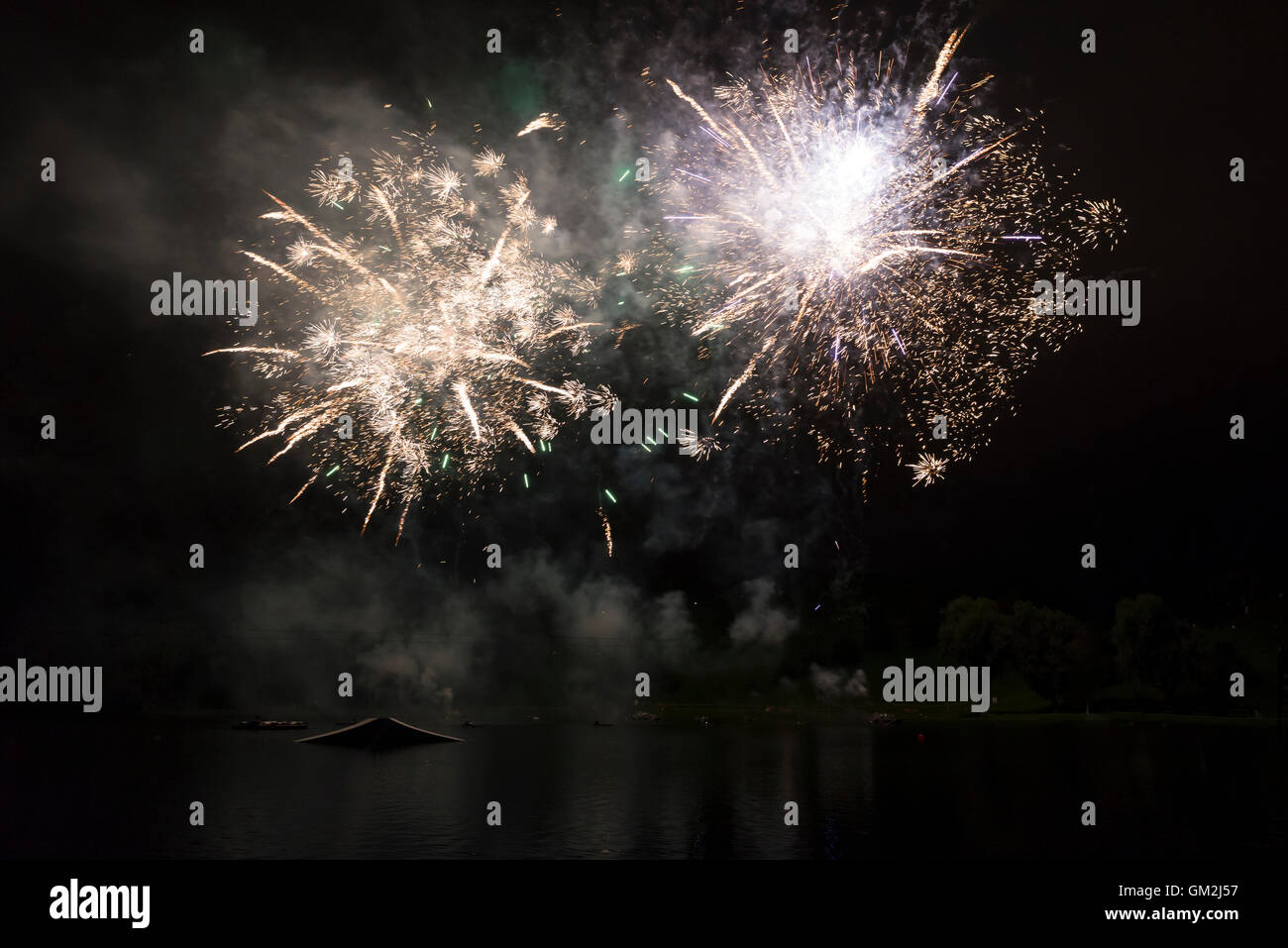 fireworks at lake in munich Stock Photo - Alamy