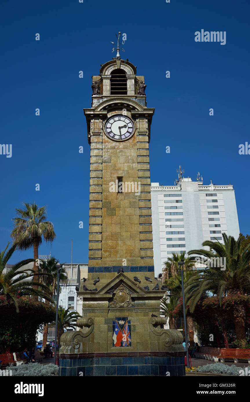 Historic Clock Tower in Armas Square in the port city of Antofagasta ...