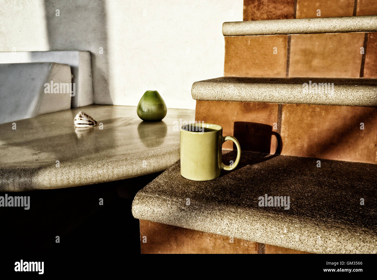 Cup of tea or coffee on steps of home Stock Photo - Alamy