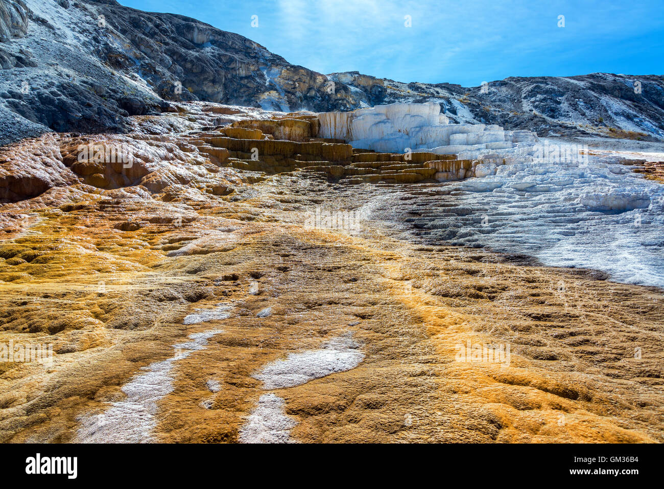 View of Minerva Terrace at Mammoth Hot Springs in Yellowstone National ...