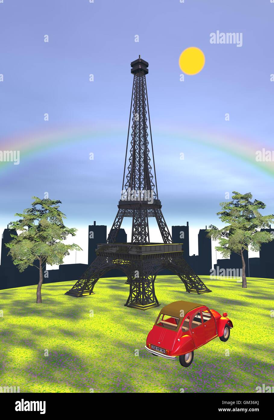 Eiffel tower, Paris, France - 3D render Stock Photo - Alamy