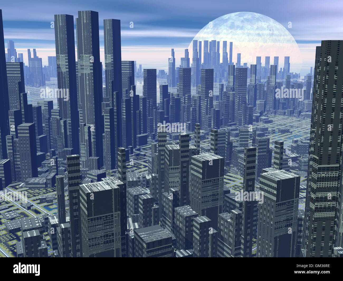 Futuristic city - 3D render Stock Photo - Alamy