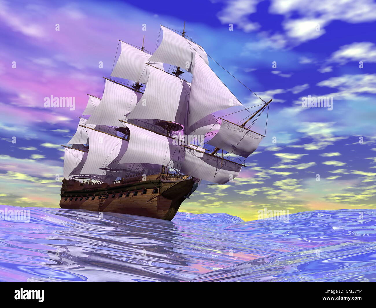 Old merchant ship - 3D render Stock Photo - Alamy