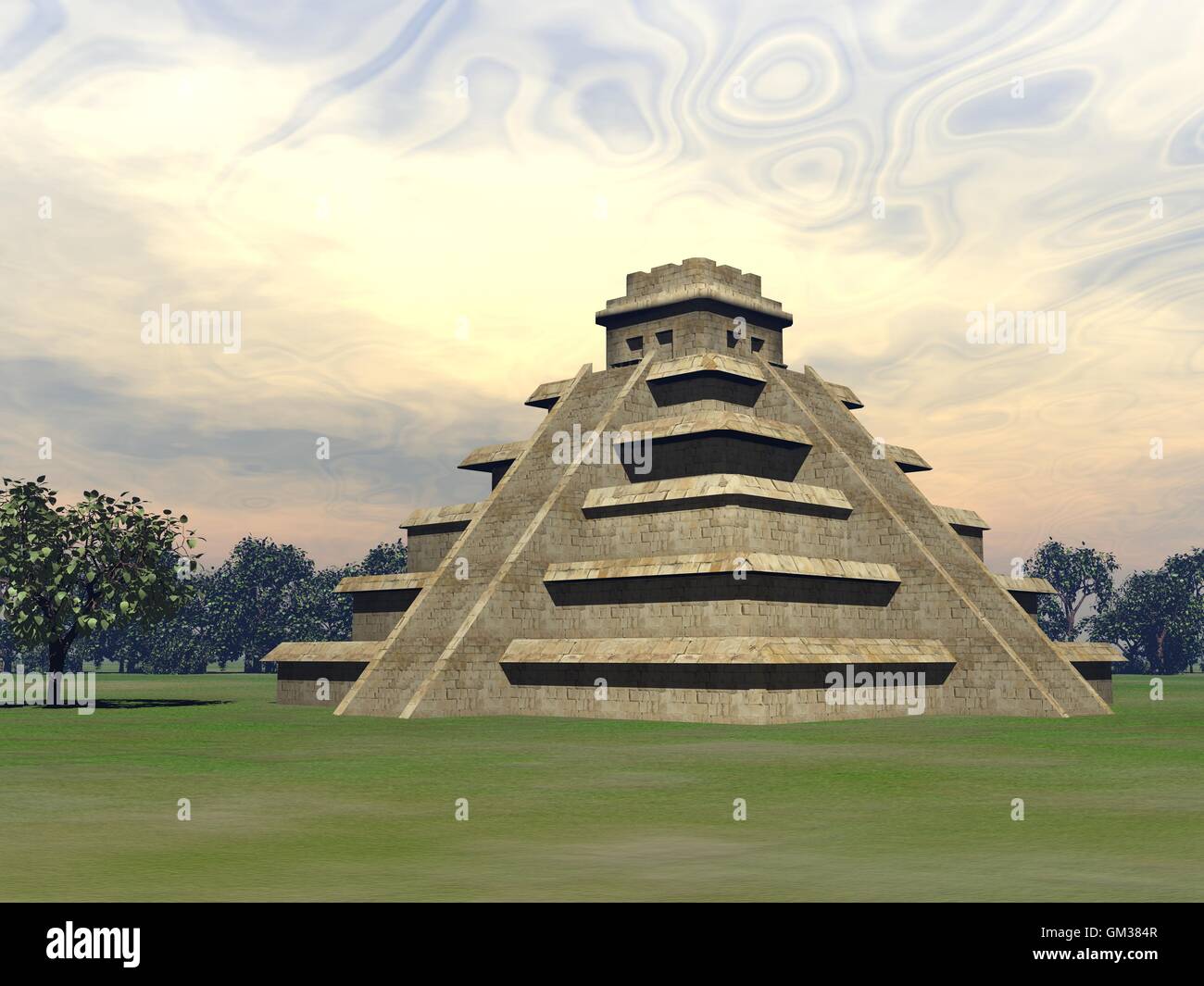 Maya pyramid - 3D render Stock Photo - Alamy