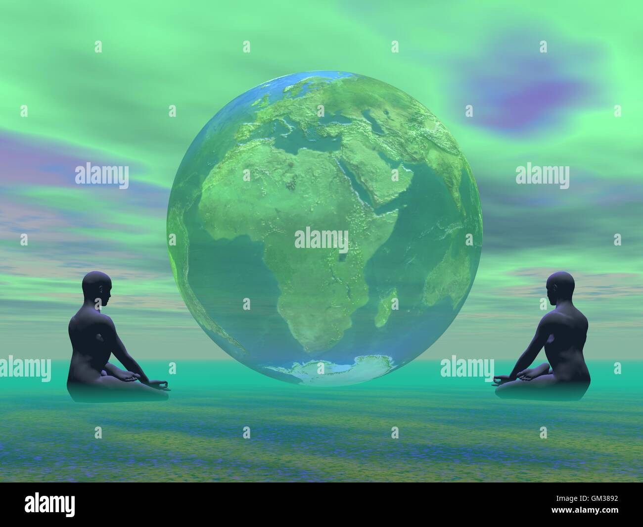 Green meditation for earth Stock Photo - Alamy