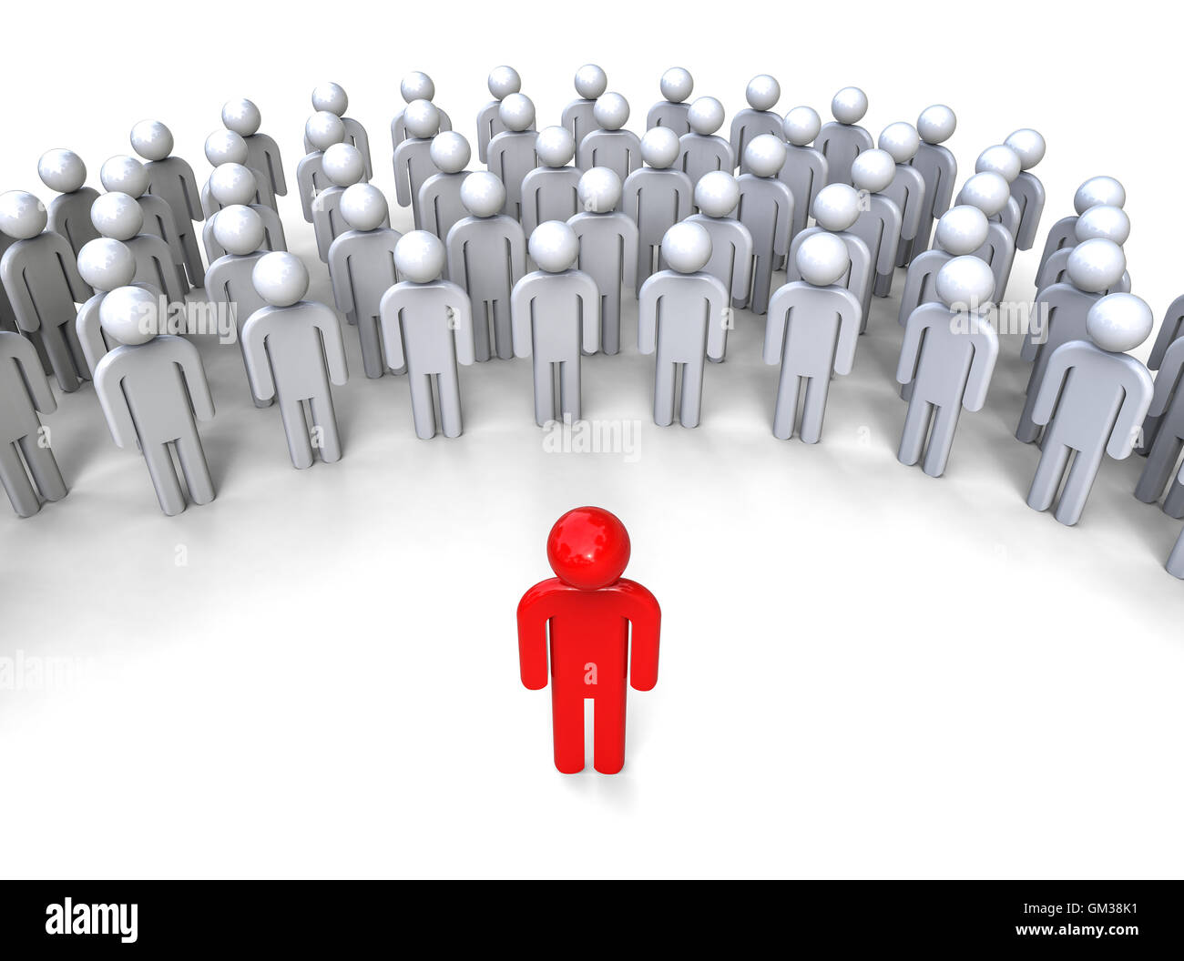 3D render image representing an leader speaking in front of a crowd ...
