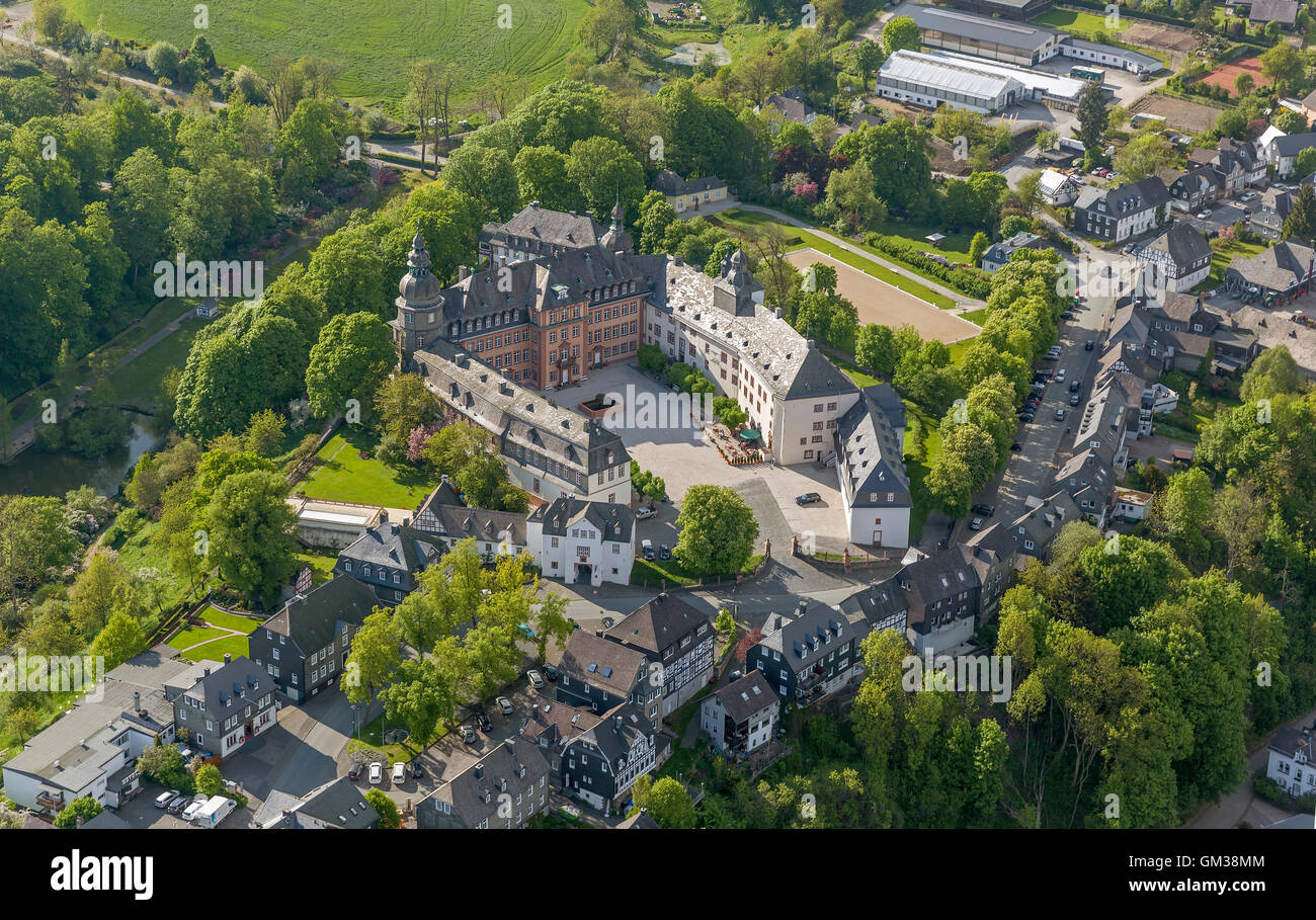 Aerial view, Schloss Wittgenstein, castle Wittgenstein, Bad Berleburg ...