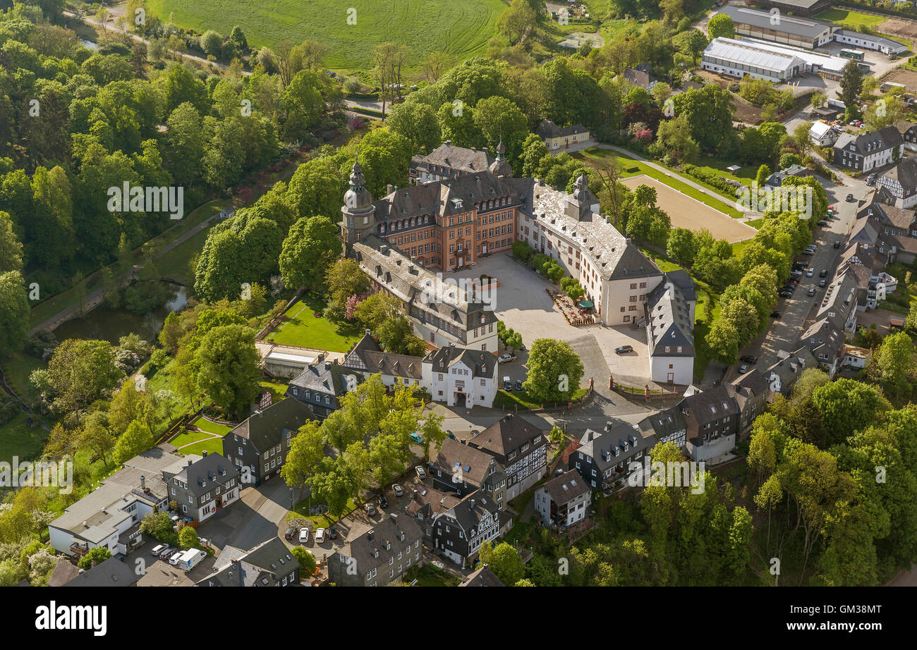 Aerial view, Schloss Wittgenstein, castle Wittgenstein, Bad Berleburg ...