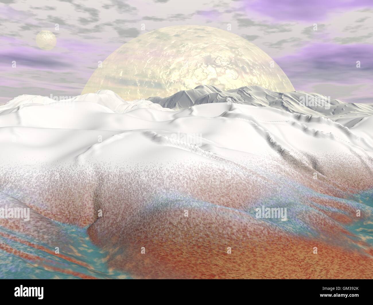 Fantasy winter landscape - 3D render Stock Photo - Alamy