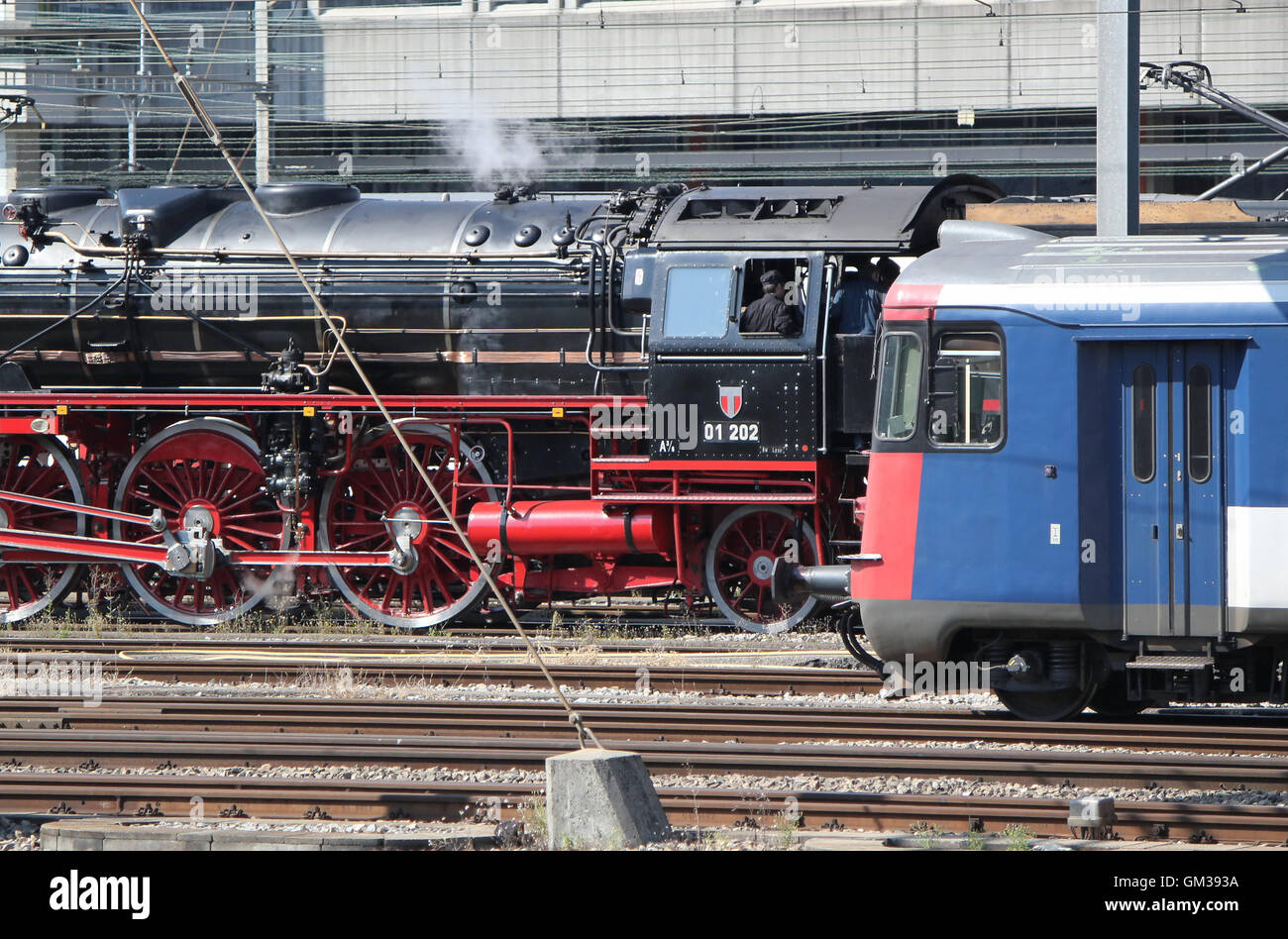 Old and modern locomotives Stock Photo - Alamy