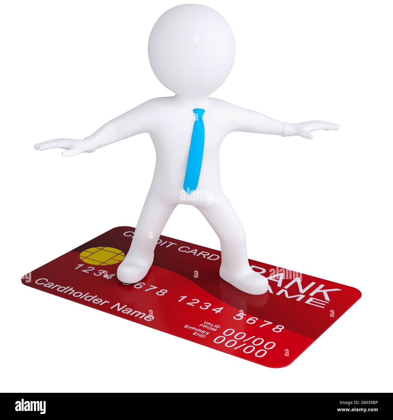 3d white man standing on a credit card Stock Photo - Alamy