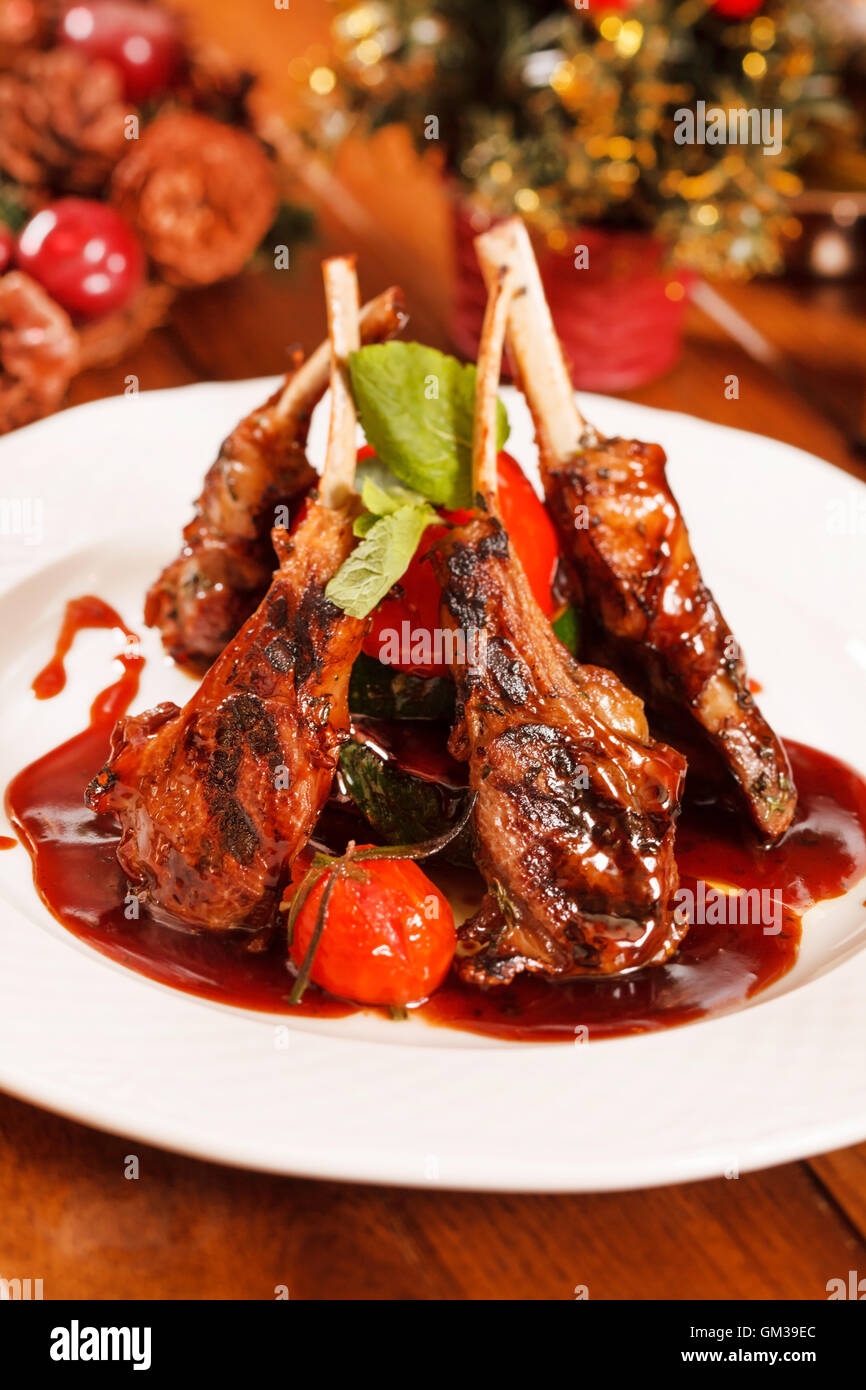 Roasted lamb ribs Stock Photo - Alamy
