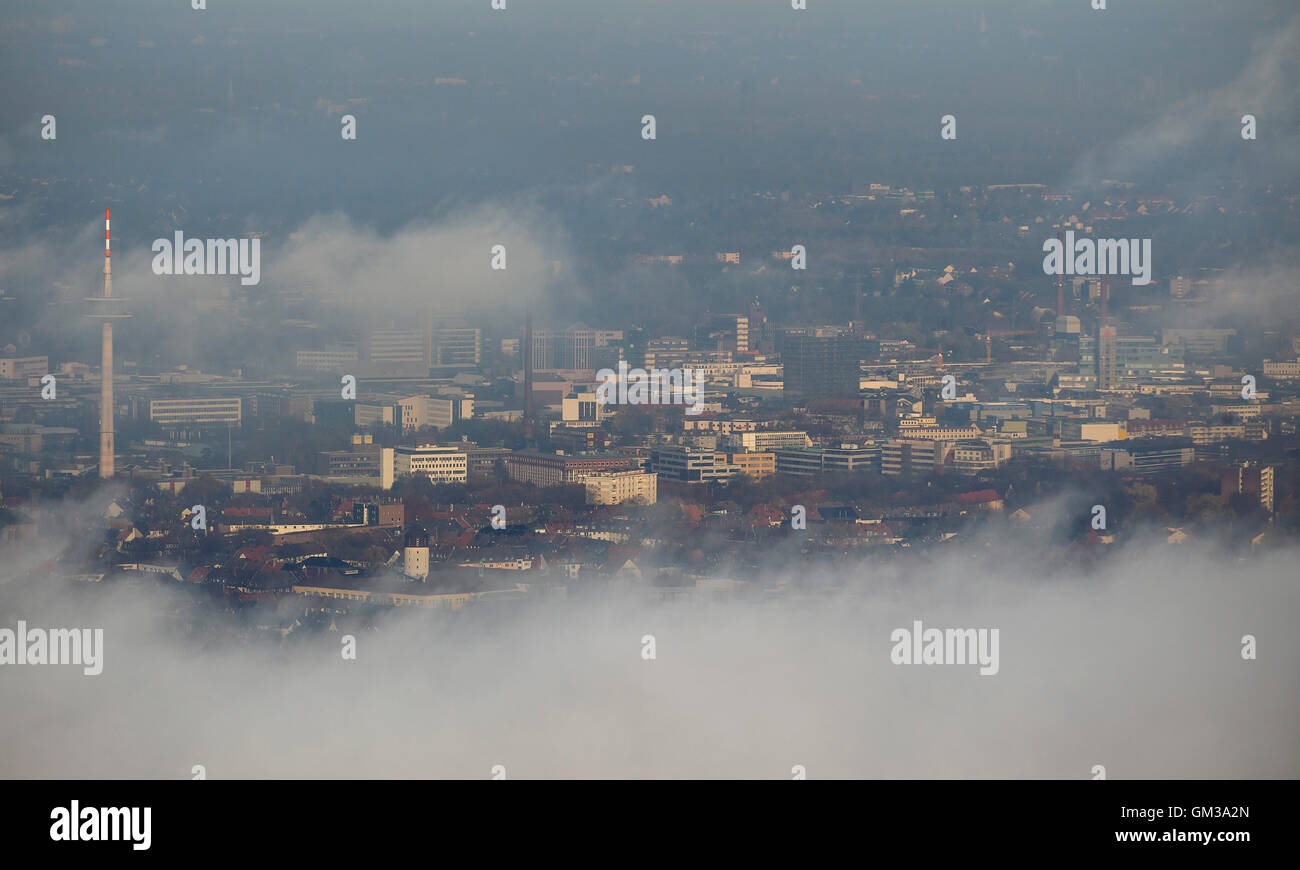 Aerial view, autumn clouds above the center of Essen, aerial photo of ...