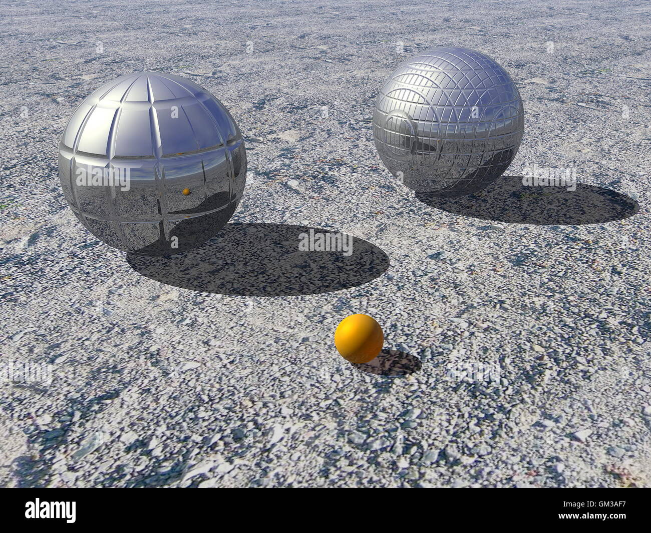 Petanque game - 3D render Stock Photo - Alamy