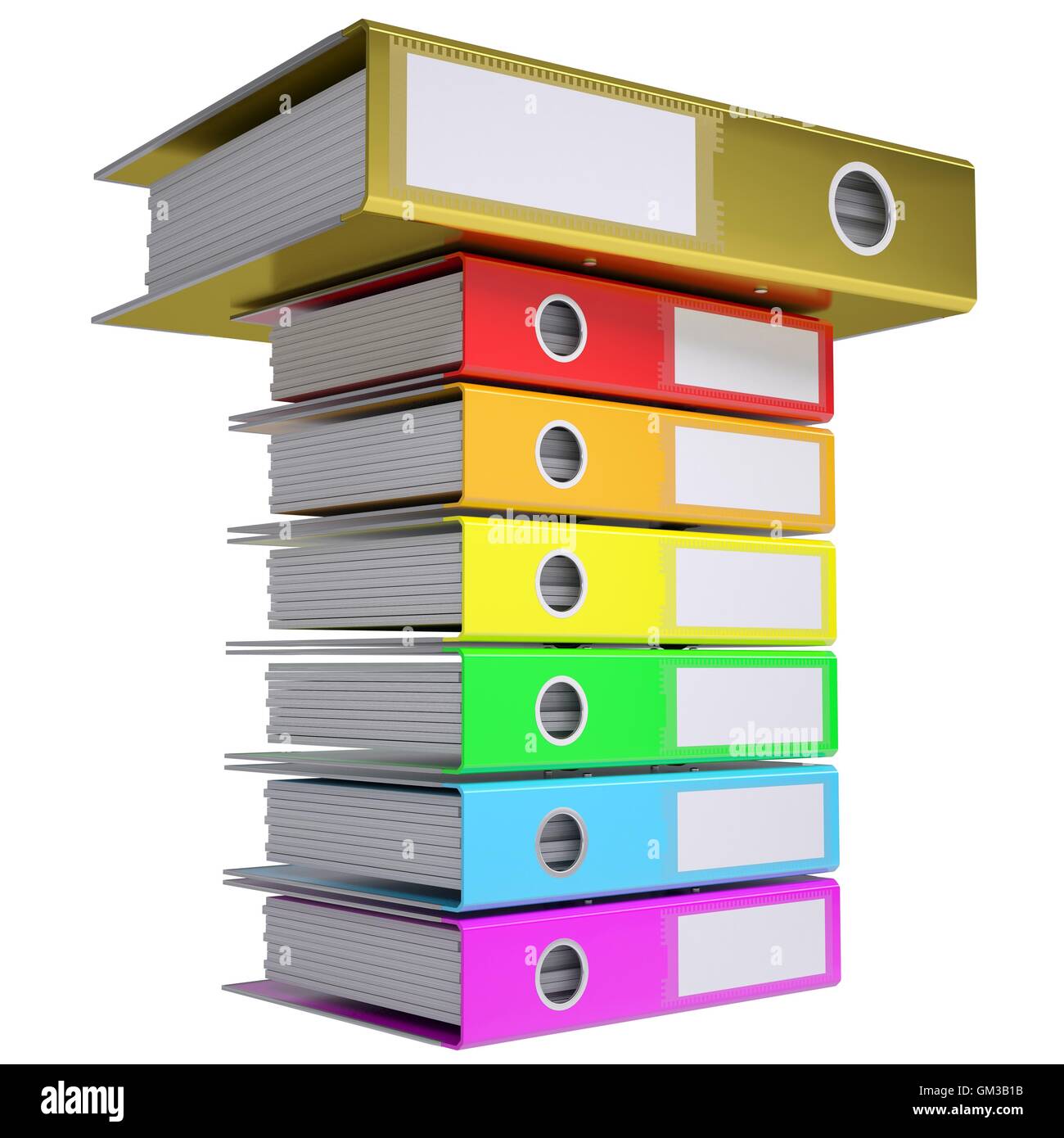 A stack of office folders, folder golden on top Stock Photo - Alamy