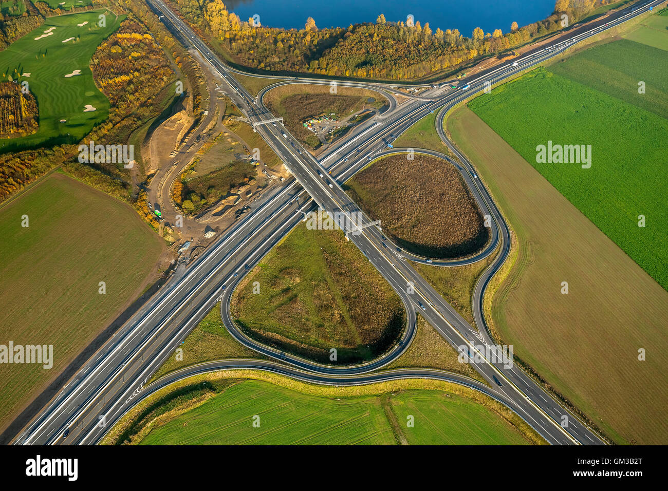 Aerial view, highway interchange, cloverleaf, infrastructure ...