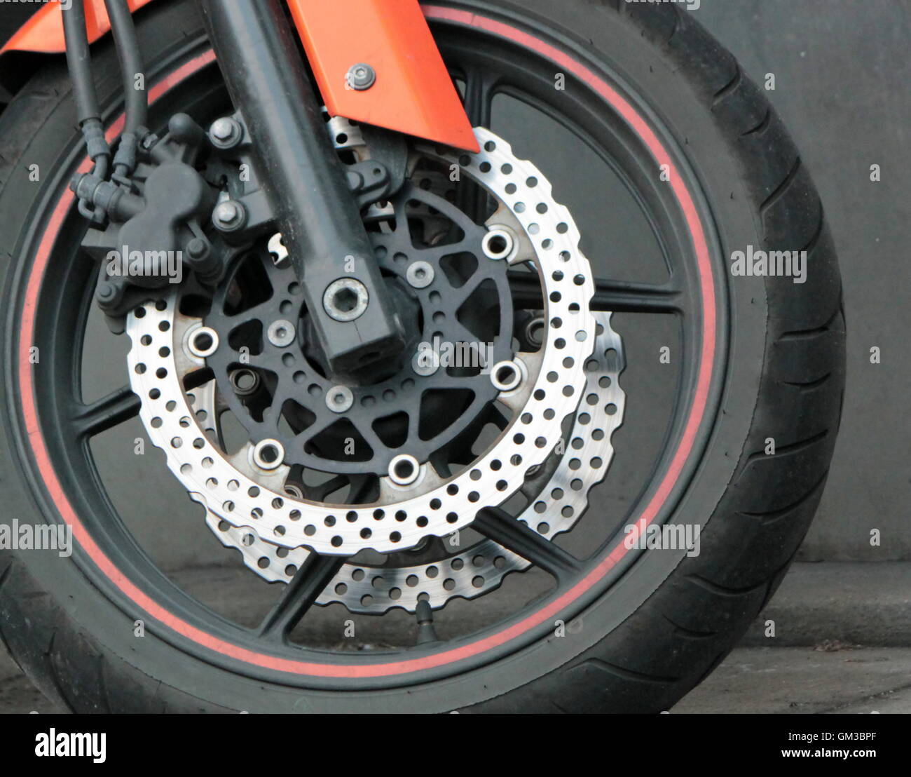 Front wheel of a motorbike Stock Photo - Alamy