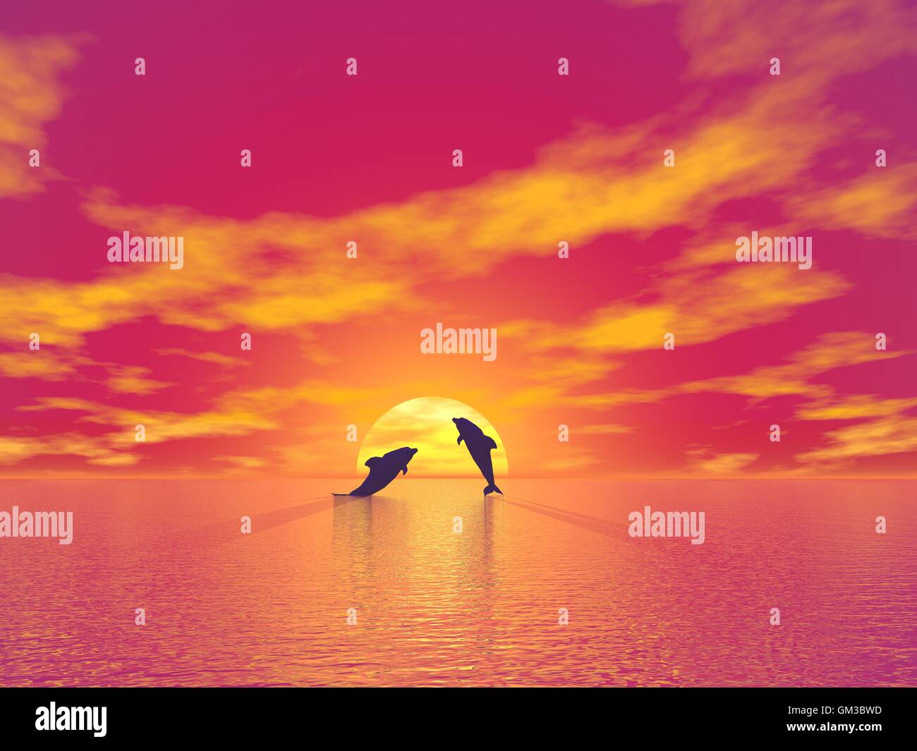 Dolphin red sunset hi-res stock photography and images - Alamy