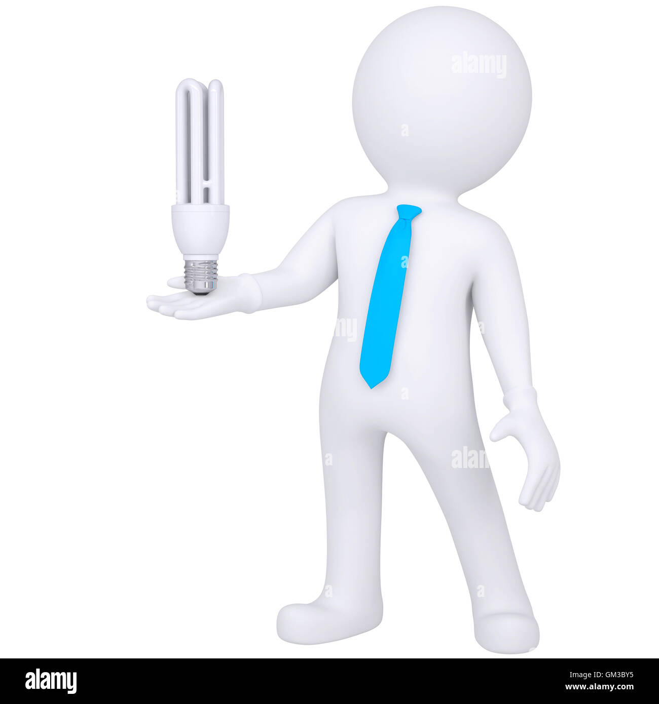 3d white man holding a light bulb Stock Photo - Alamy