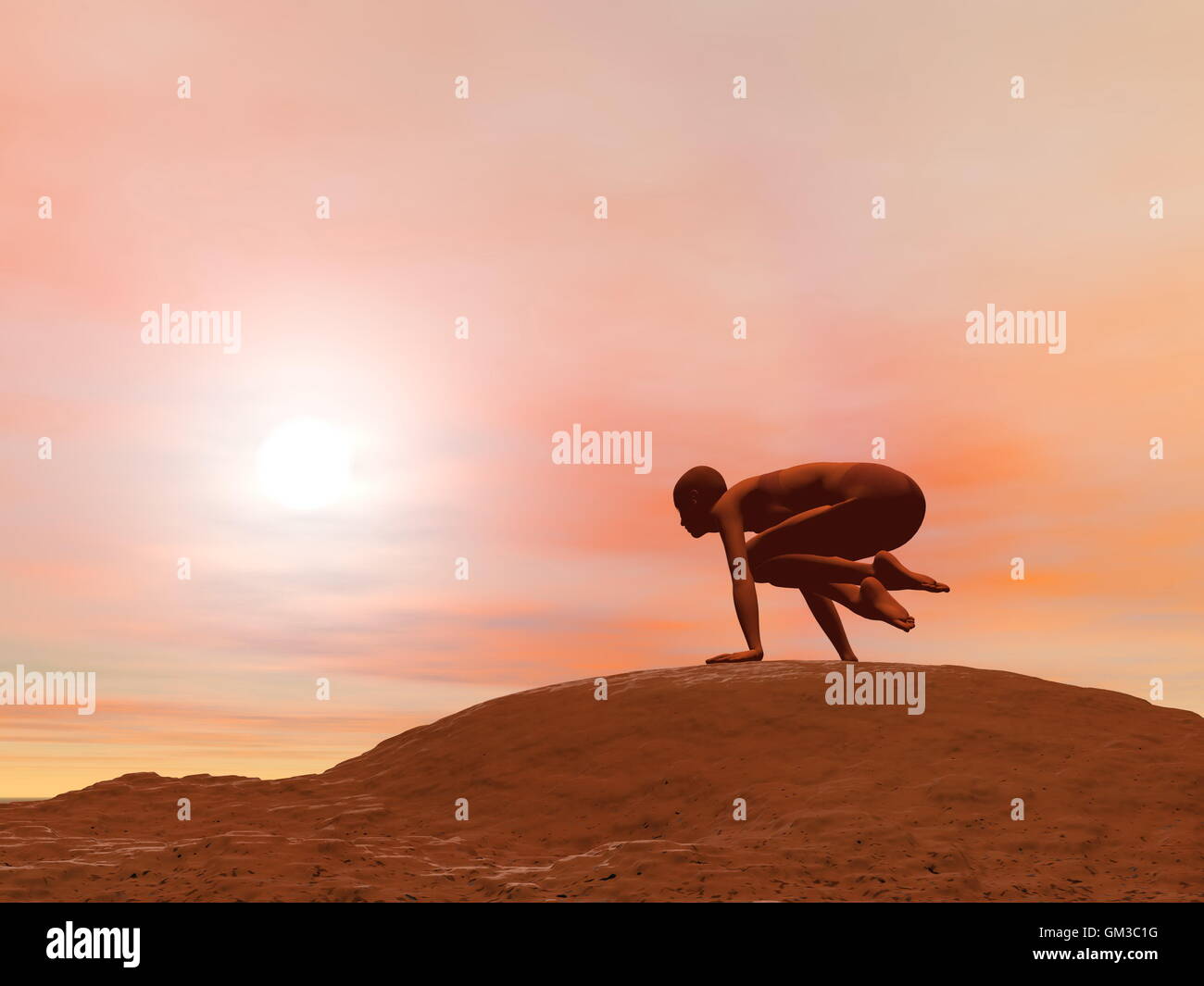Scale pose, tolasana - 3D render Stock Photo - Alamy