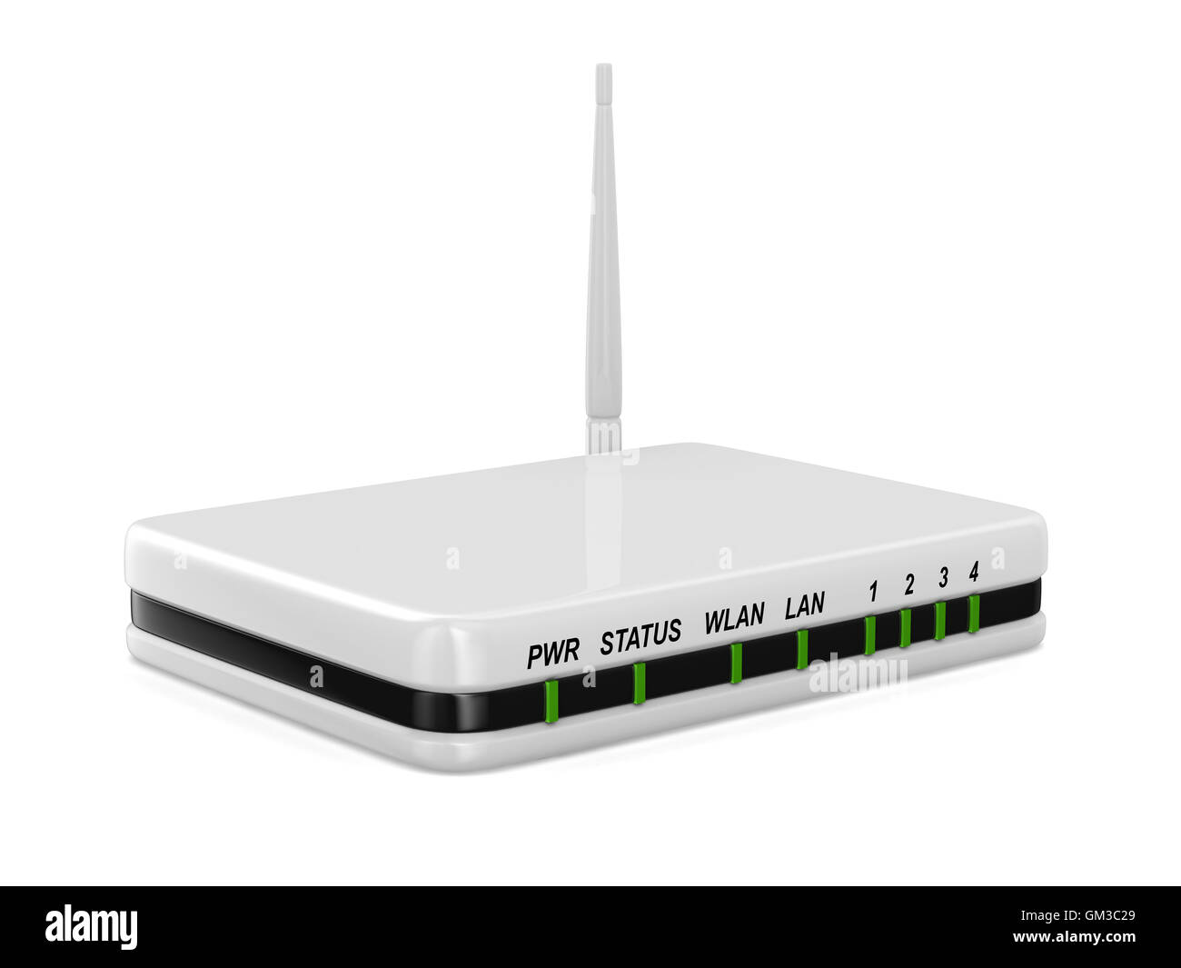 router on white background. Isolated 3D image Stock Photo - Alamy