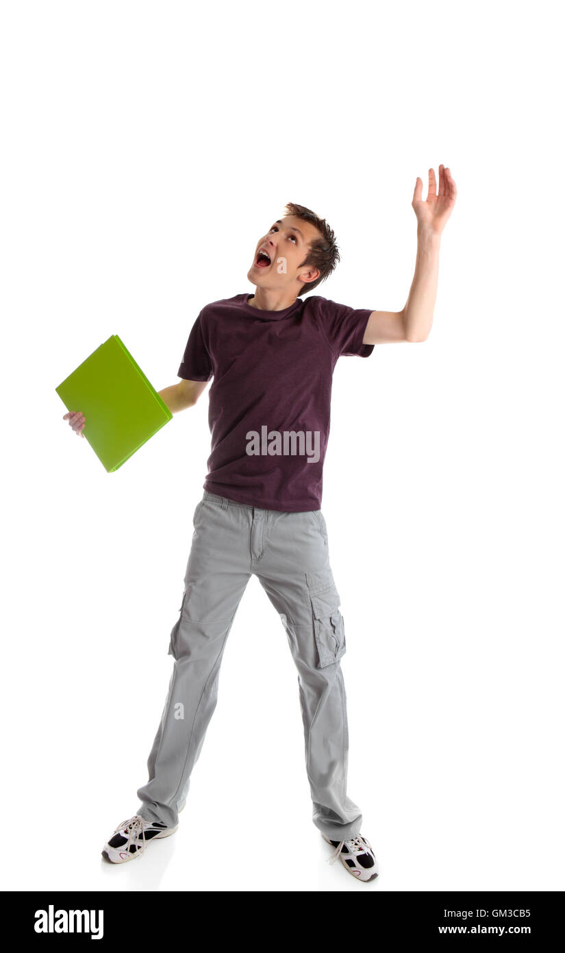 Excited student looking up Stock Photo - Alamy