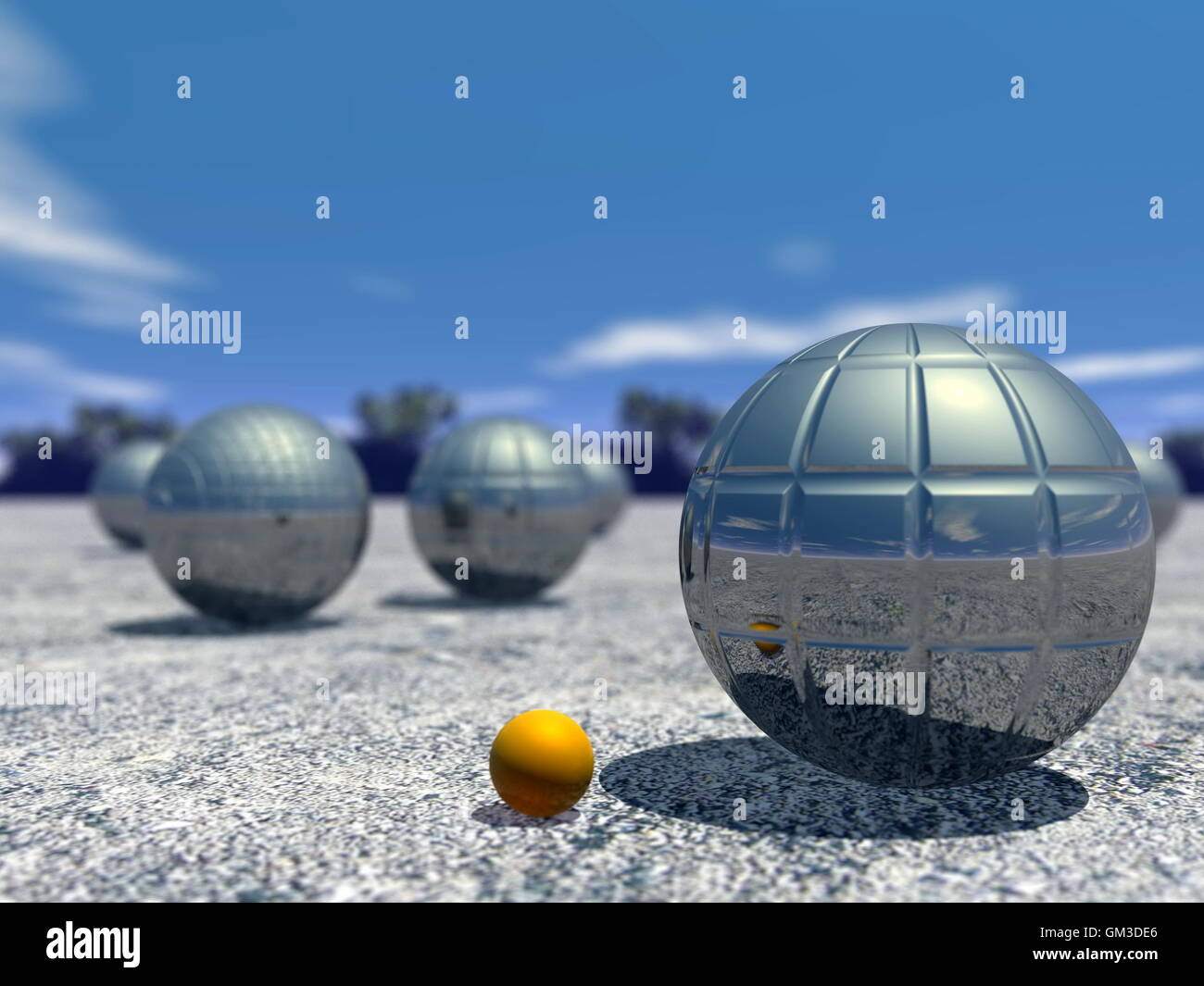 Outdoor petanque game - 3D render Stock Photo - Alamy