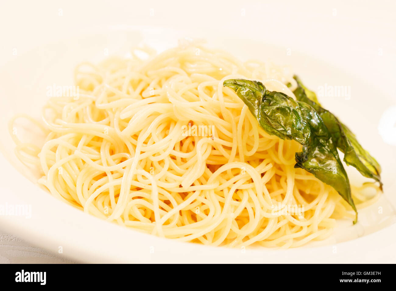 pasta with basil Stock Photo - Alamy