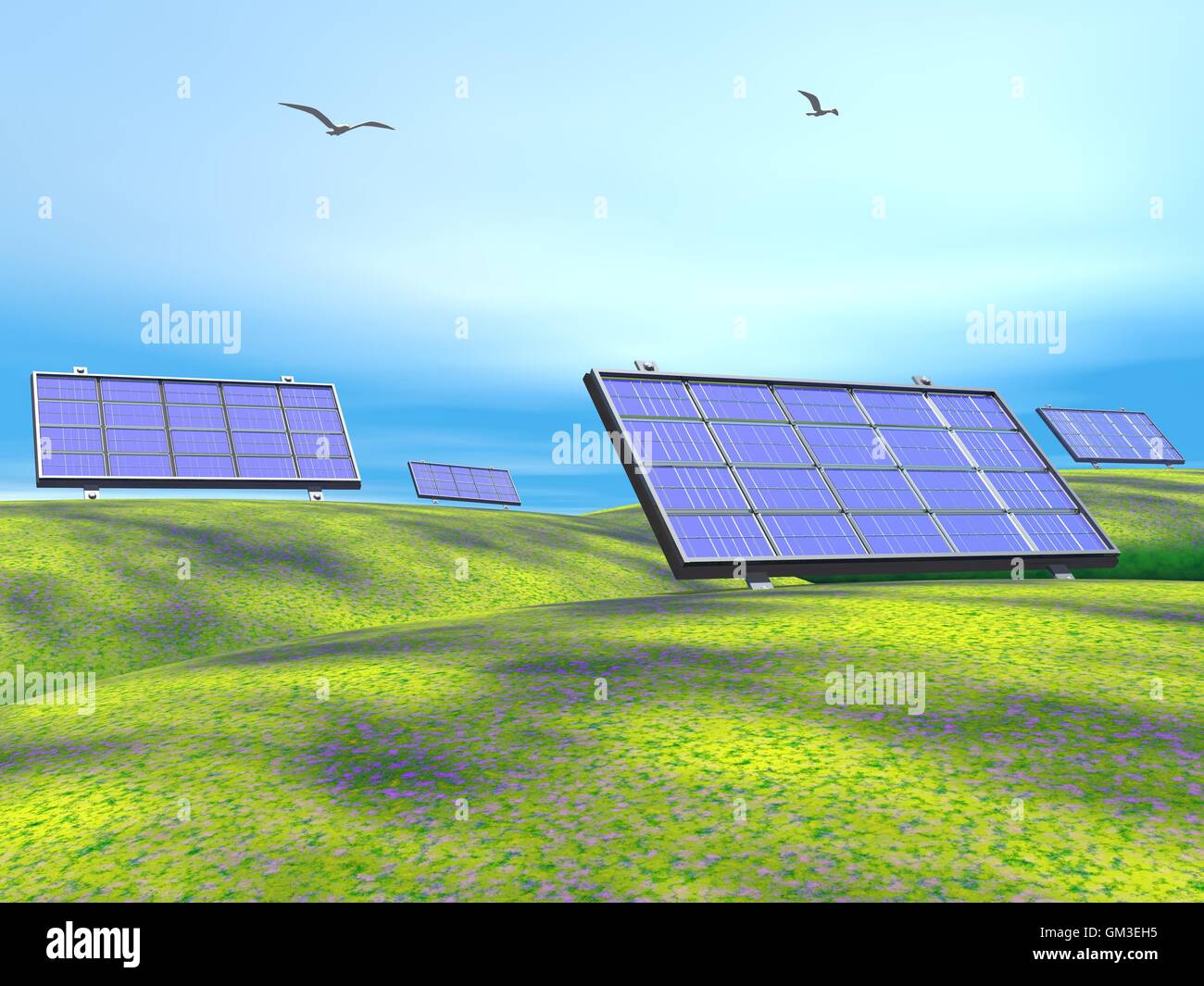 Solar panels in nature Stock Photo - Alamy
