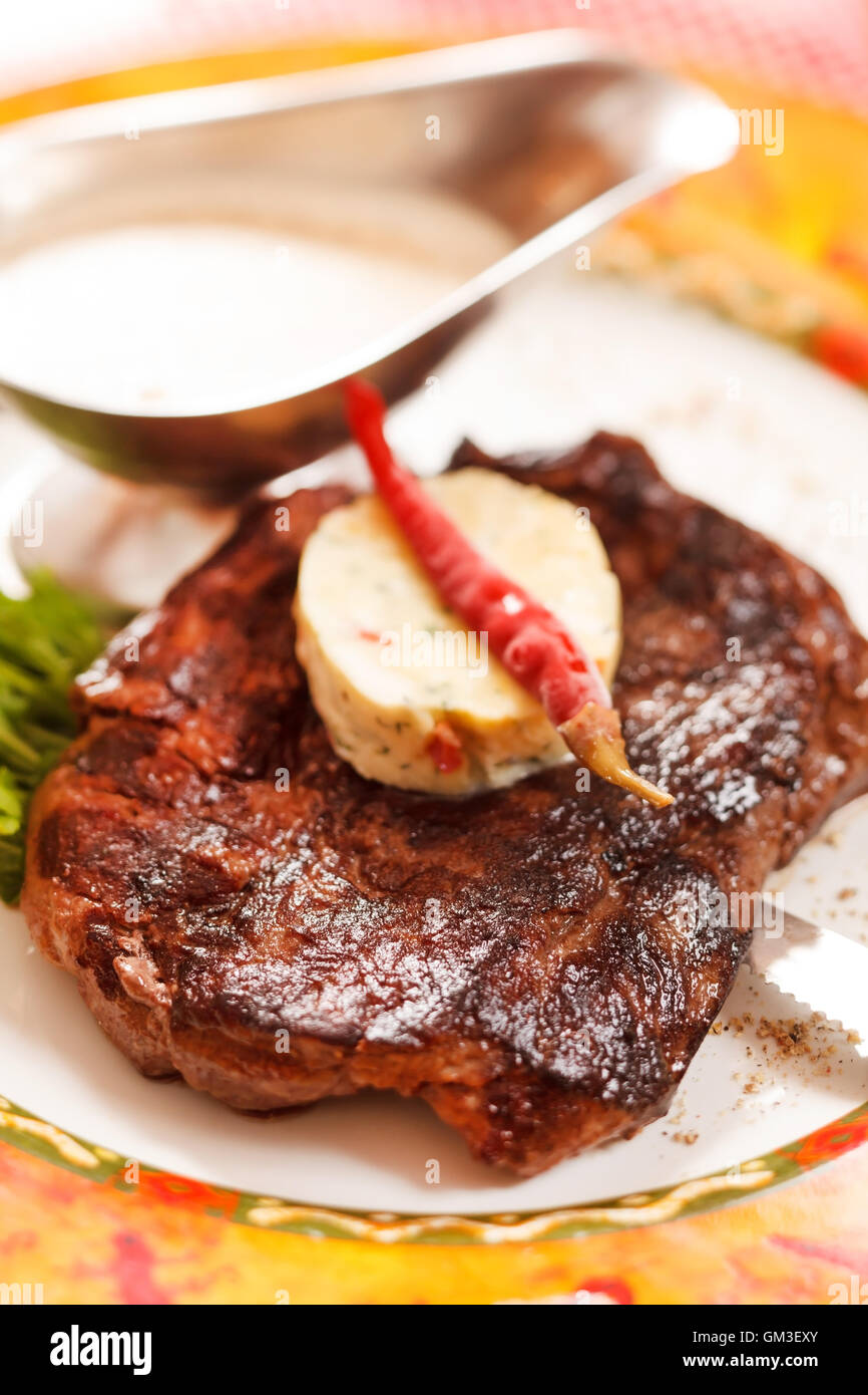 Beef Steak with Butter Stock Photo - Alamy