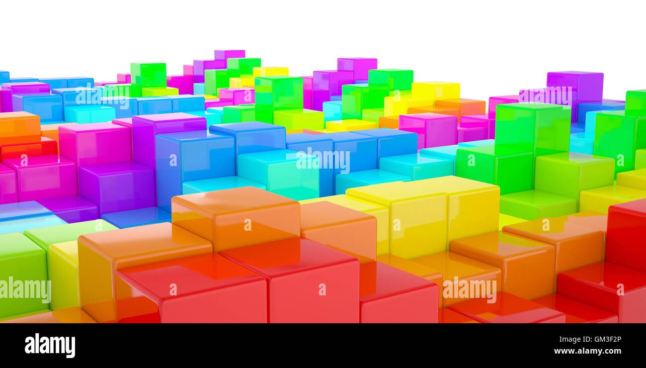 Abstract wall of colored cubes Stock Photo - Alamy